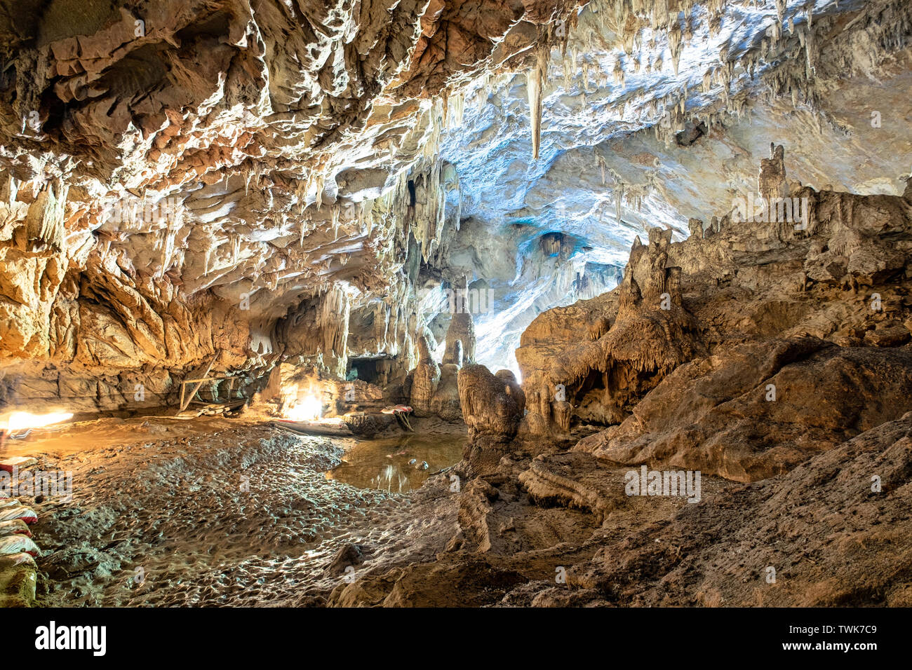 Cave lod phenomenon of stone stalactite and stalagmite at pang mapha ...