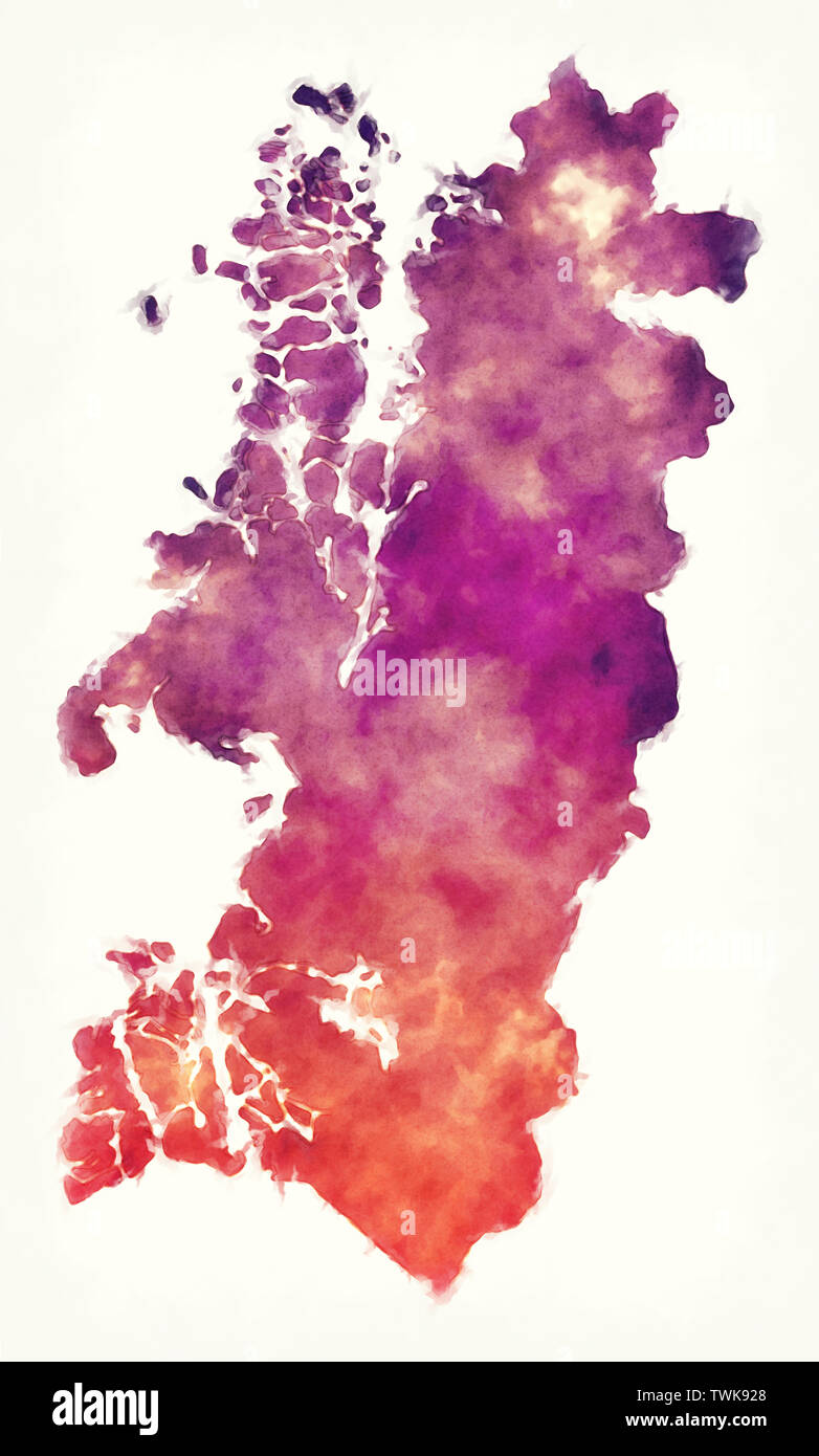 Aysen region watercolor map of Chile Stock Photo - Alamy
