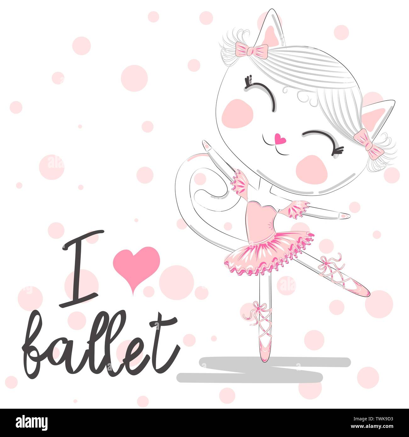 i love ballet. girlish illustration with calligraphic lettering ...