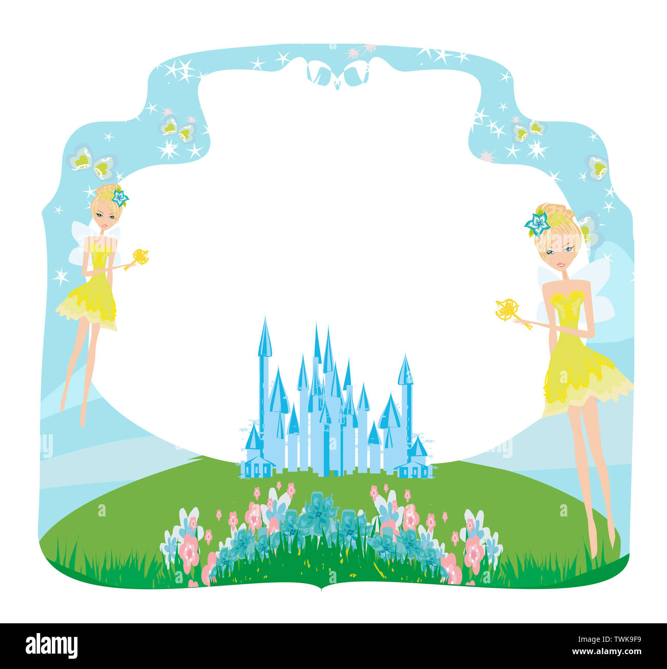 Fairytale frame with little fairies Stock Photo - Alamy