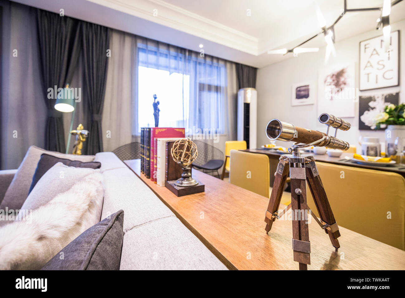 Design of interior design space of model room in modern living room ...