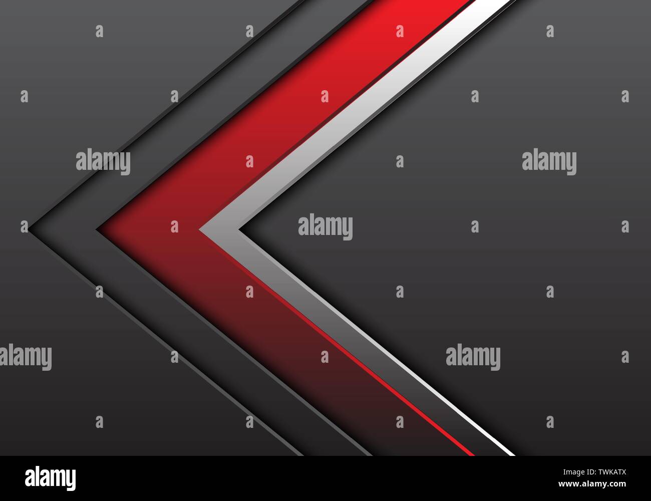 Abstract red silver grey arrow with blank space direction design modern ...