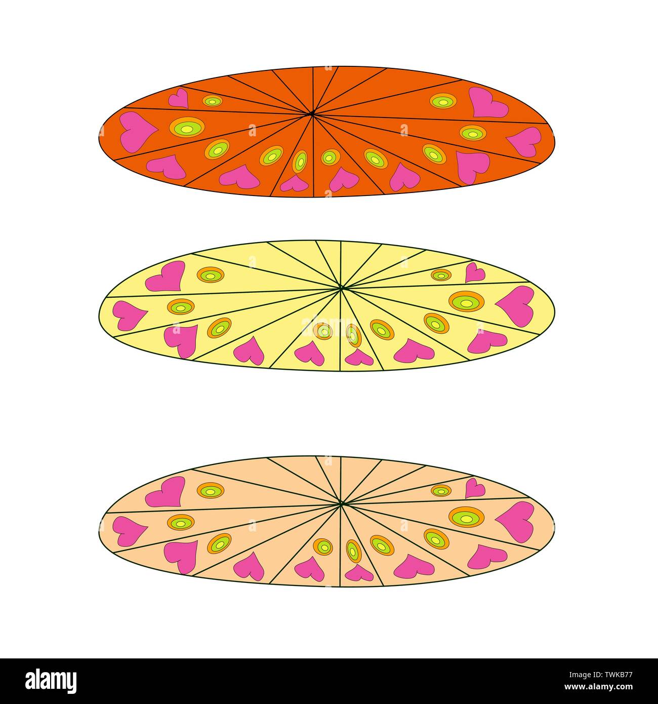 Set of color plates with white polka dot pattern isolated on white ...