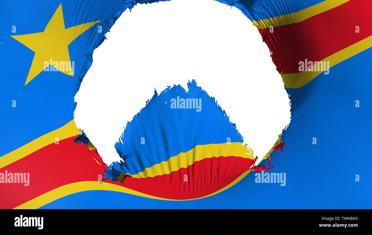 Big hole in Democratic Republic of Congo Kinshasa flag Stock Photo - Alamy
