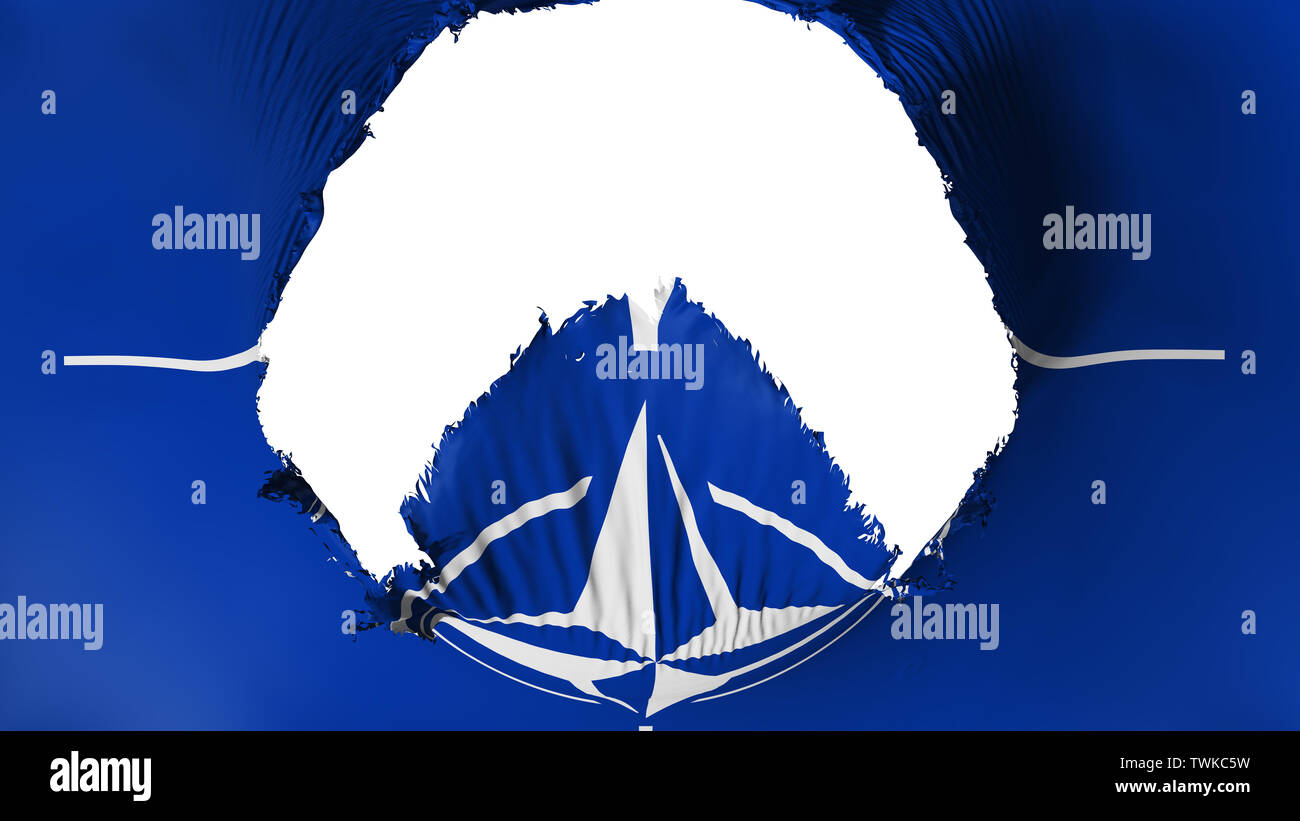 Big hole in NATO flag Stock Photo - Alamy