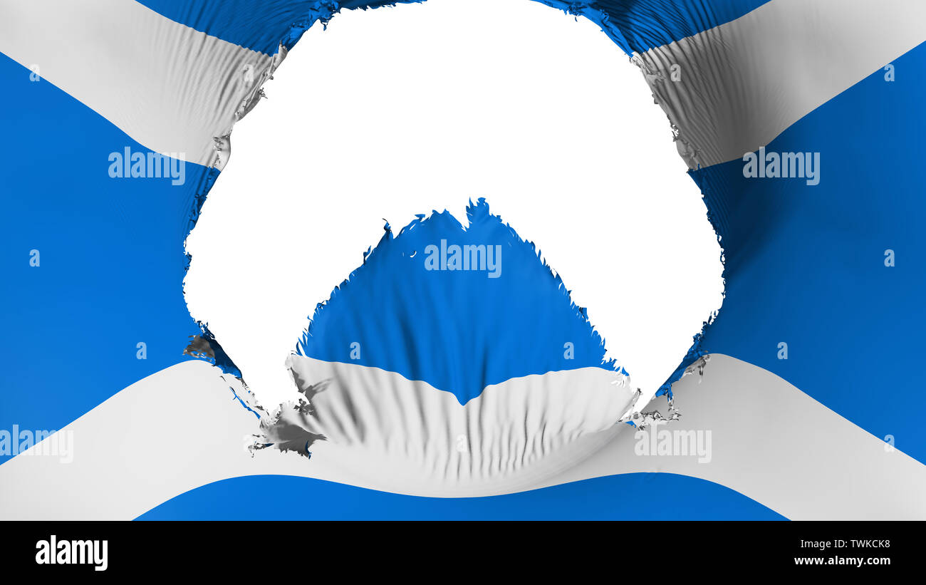 Big hole in Scotland flag Stock Photo - Alamy