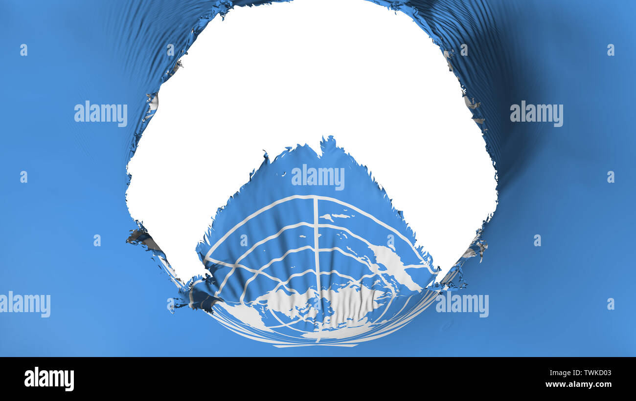 Big hole in United Nations flag Stock Photo - Alamy