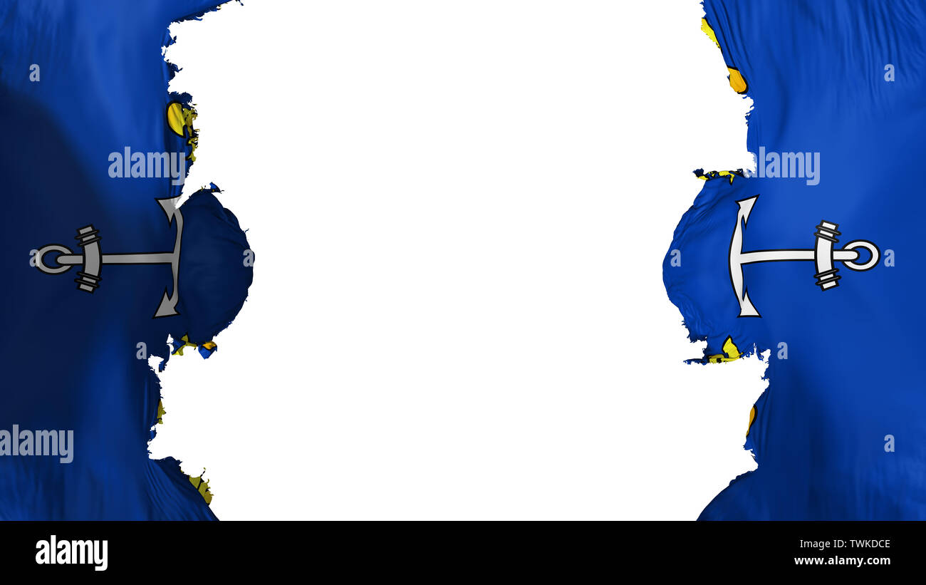 Blasted Port Louis city flag Stock Photo - Alamy