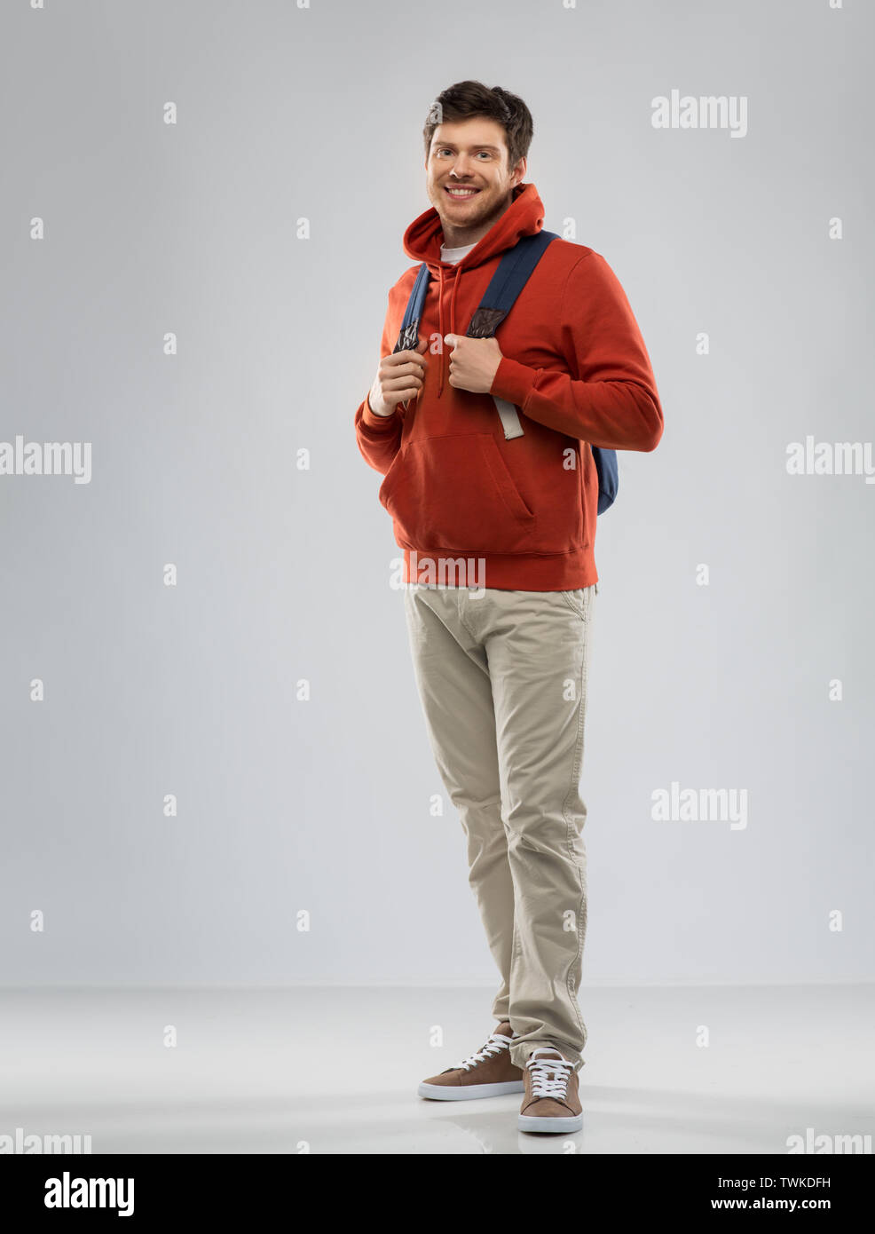 young man or student with school bag or backpack Stock Photo - Alamy