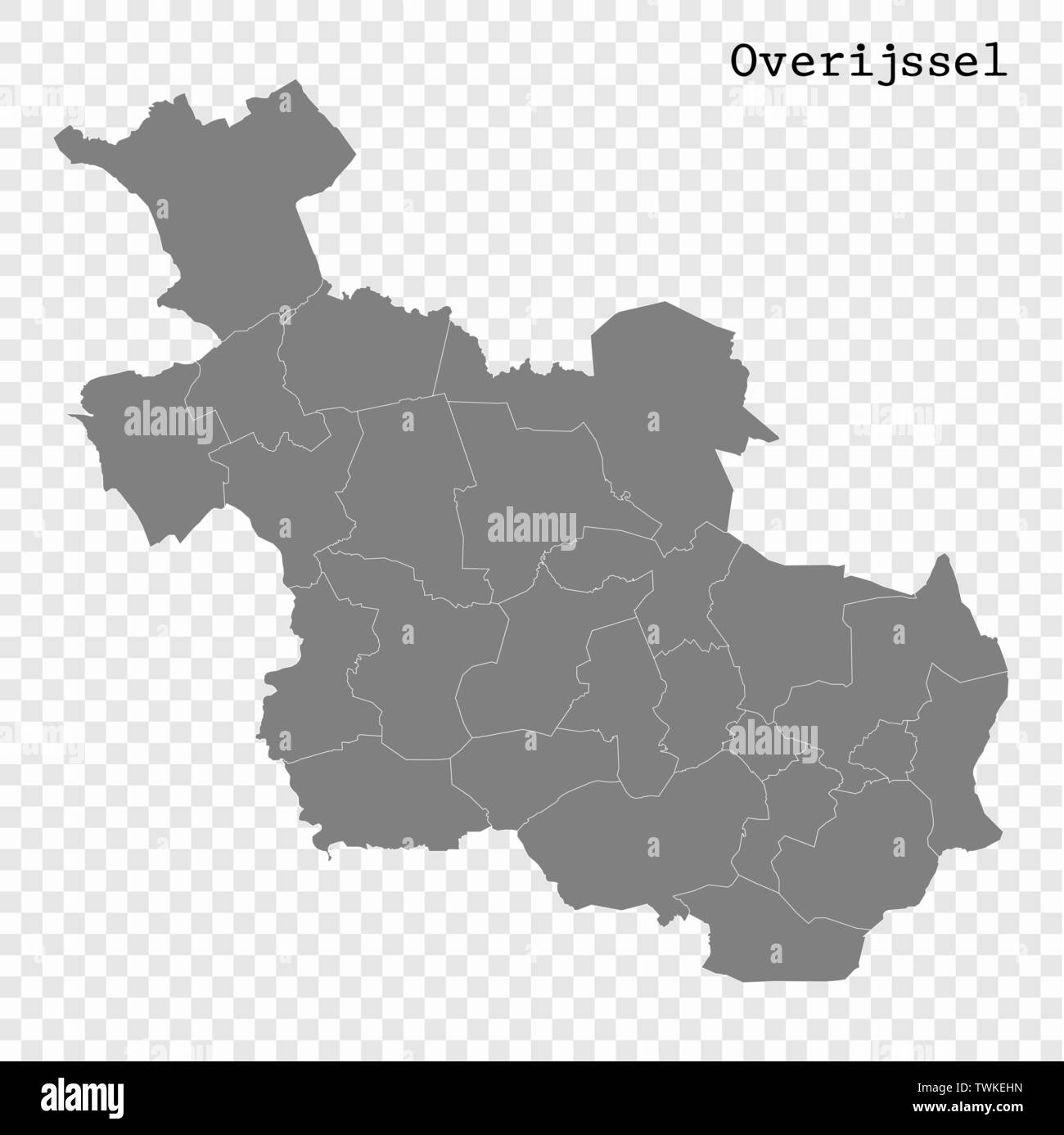 High Quality map of Overijssel is a province of Netherlands, with ...