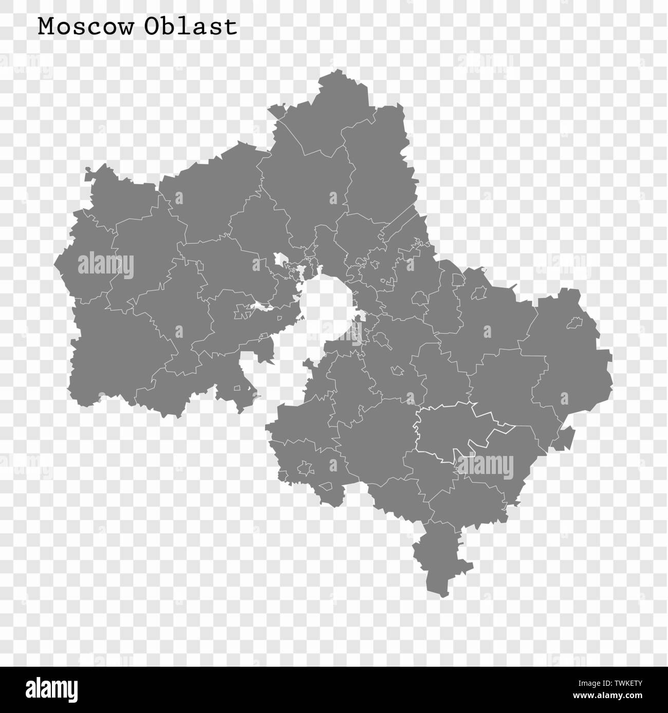 High Quality map of Moscow Oblast is a region of Russia with borders of ...
