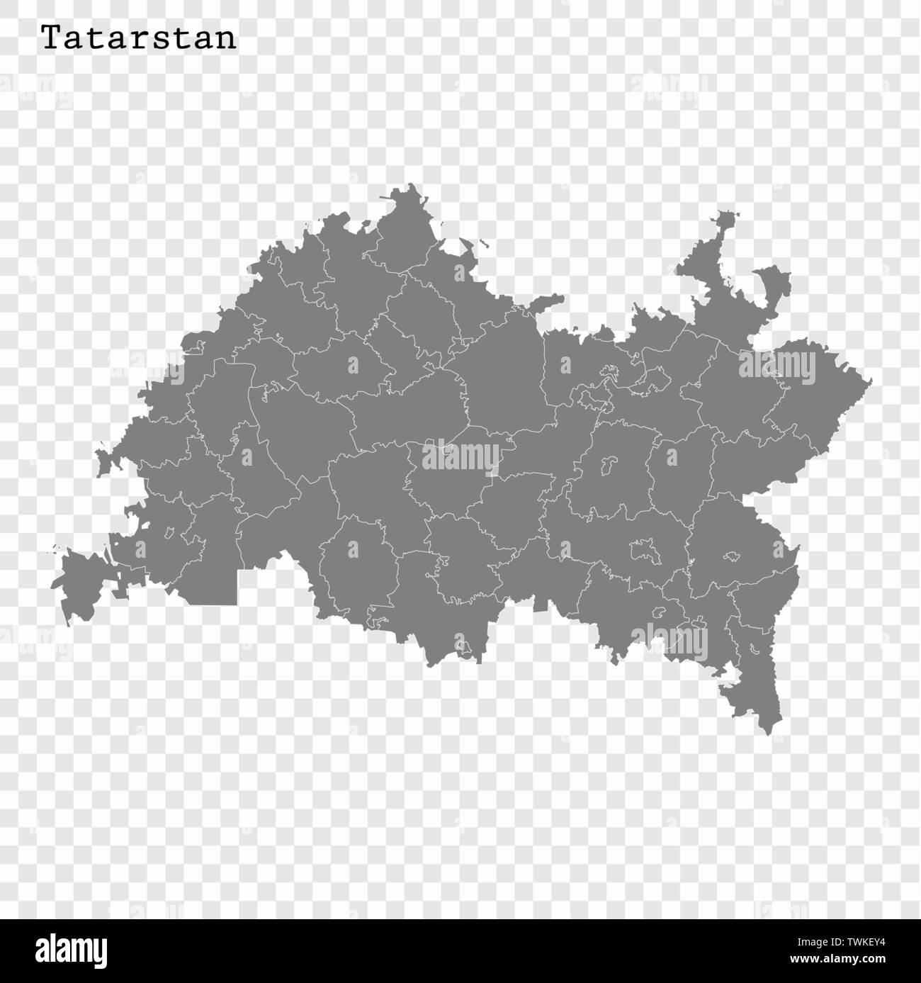 High Quality map of Tatarstan is a region of Russia with borders of the ...