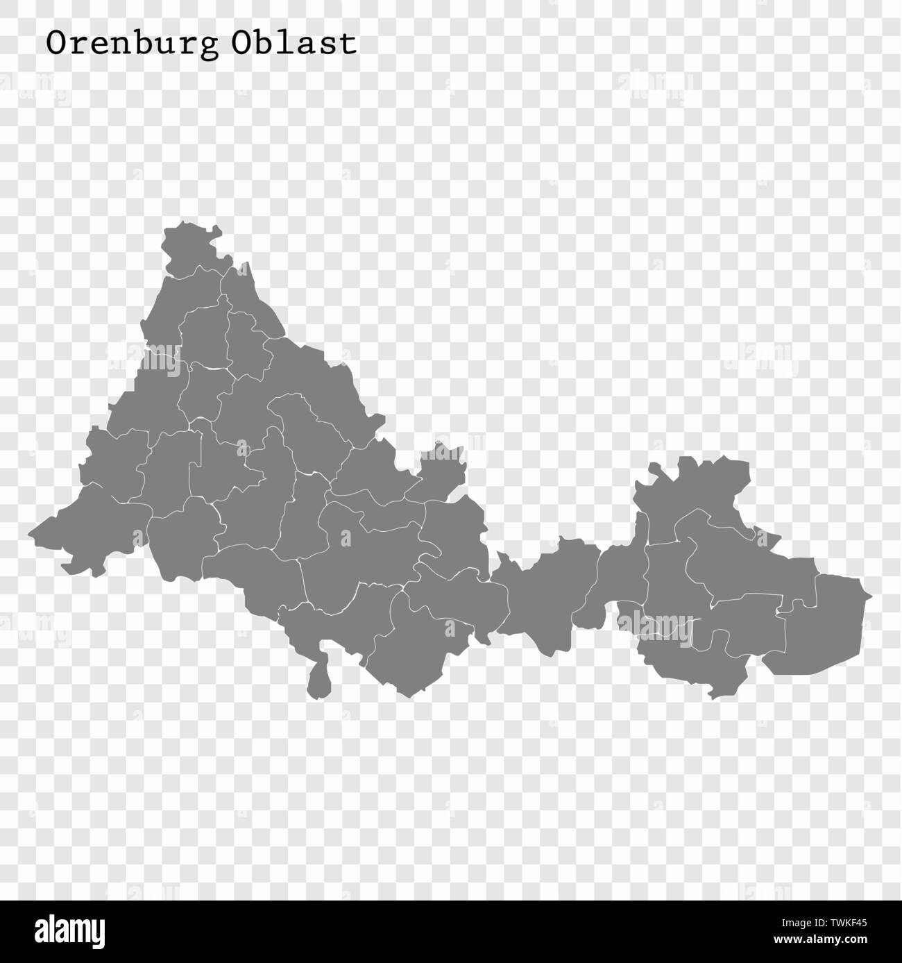High Quality map of Orenburg Oblast is a region of Russia with borders ...