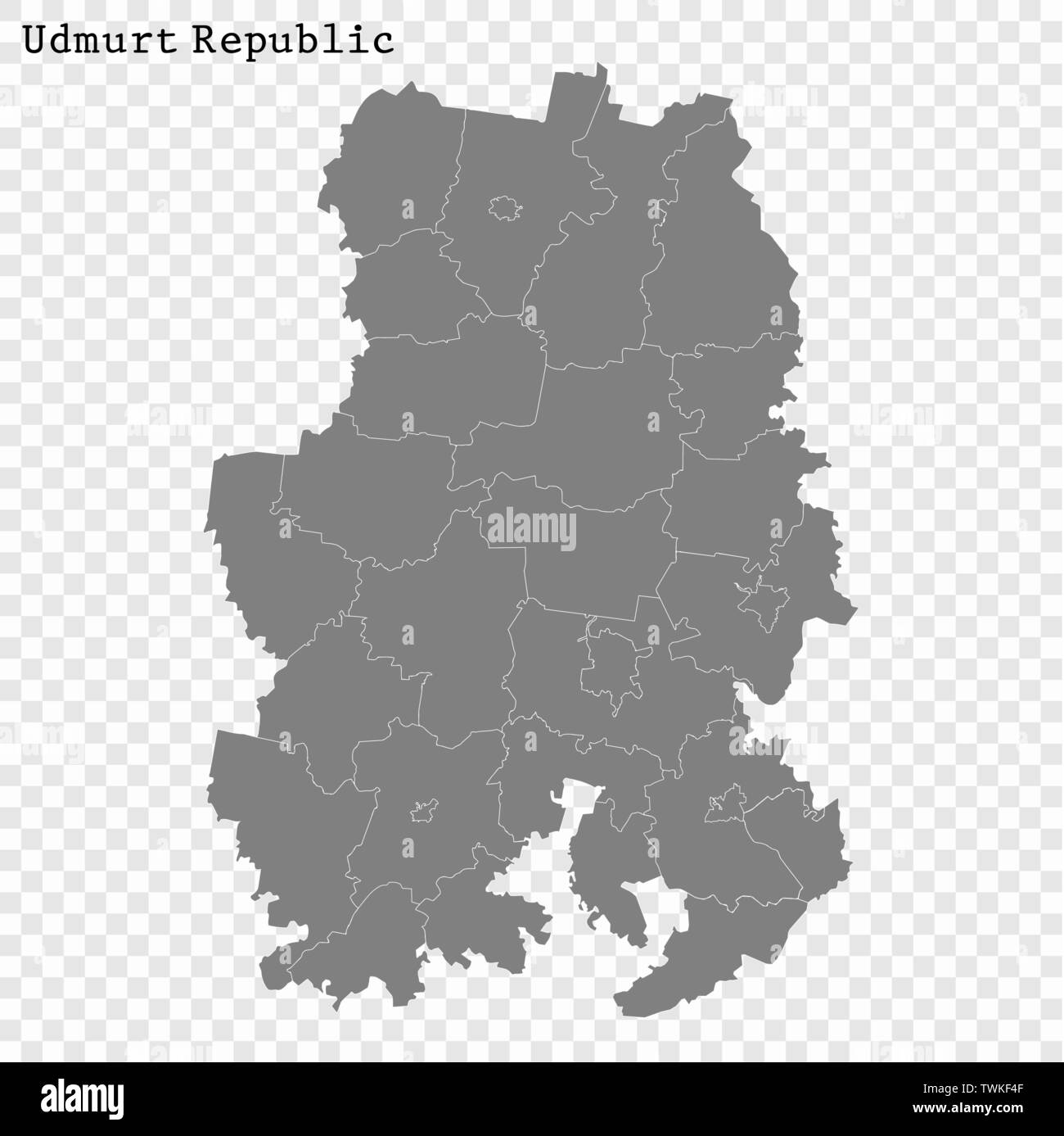 High Quality map of Udmurtia is a region of Russia with borders of the ...