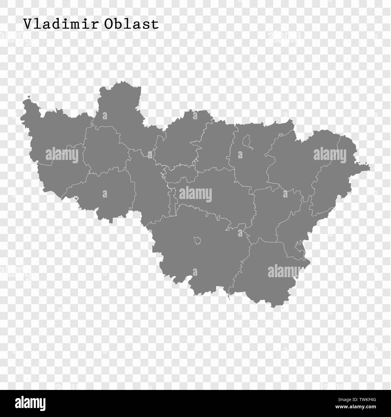 High Quality map of Vladimir Oblast is a region of Russia with borders ...
