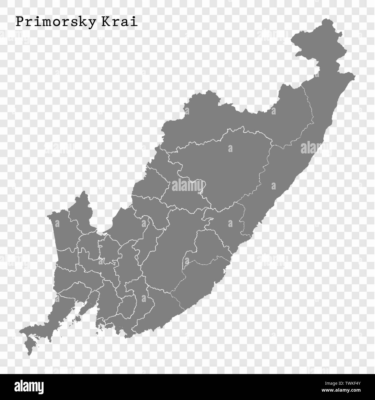 High Quality map of Primorsky Krai is a region of Russia with borders ...