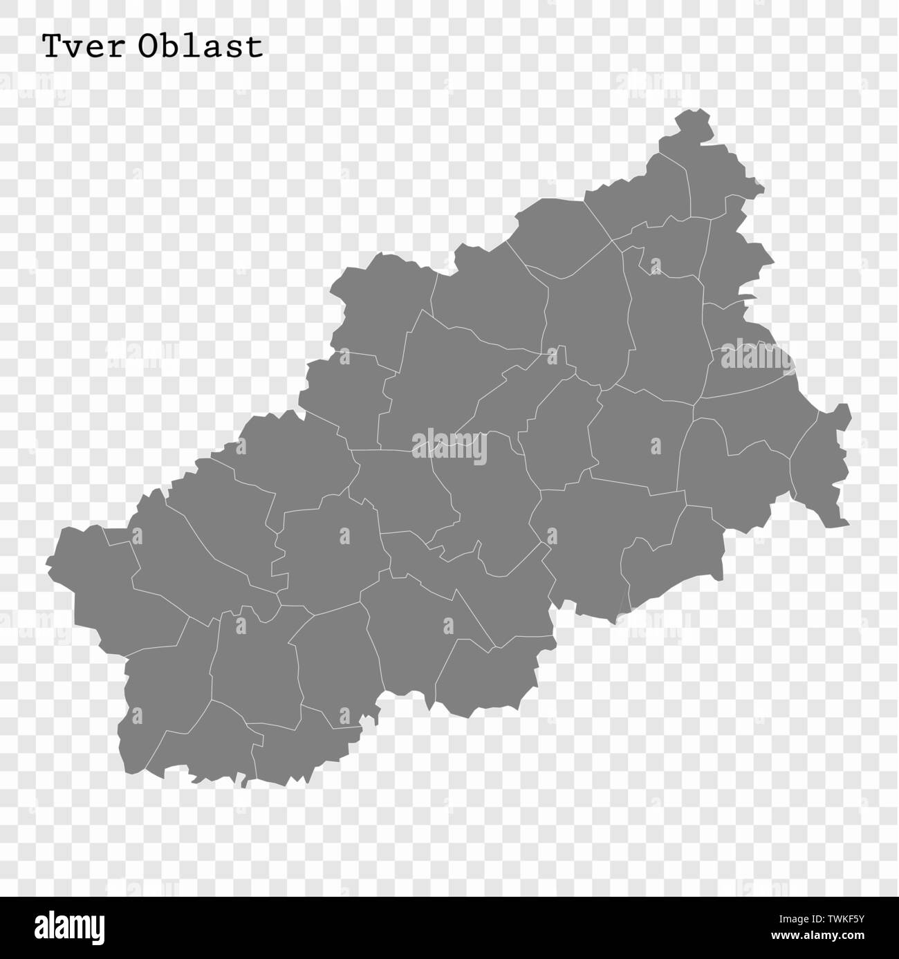 High Quality map of Tver Oblast is a region of Russia with borders of ...