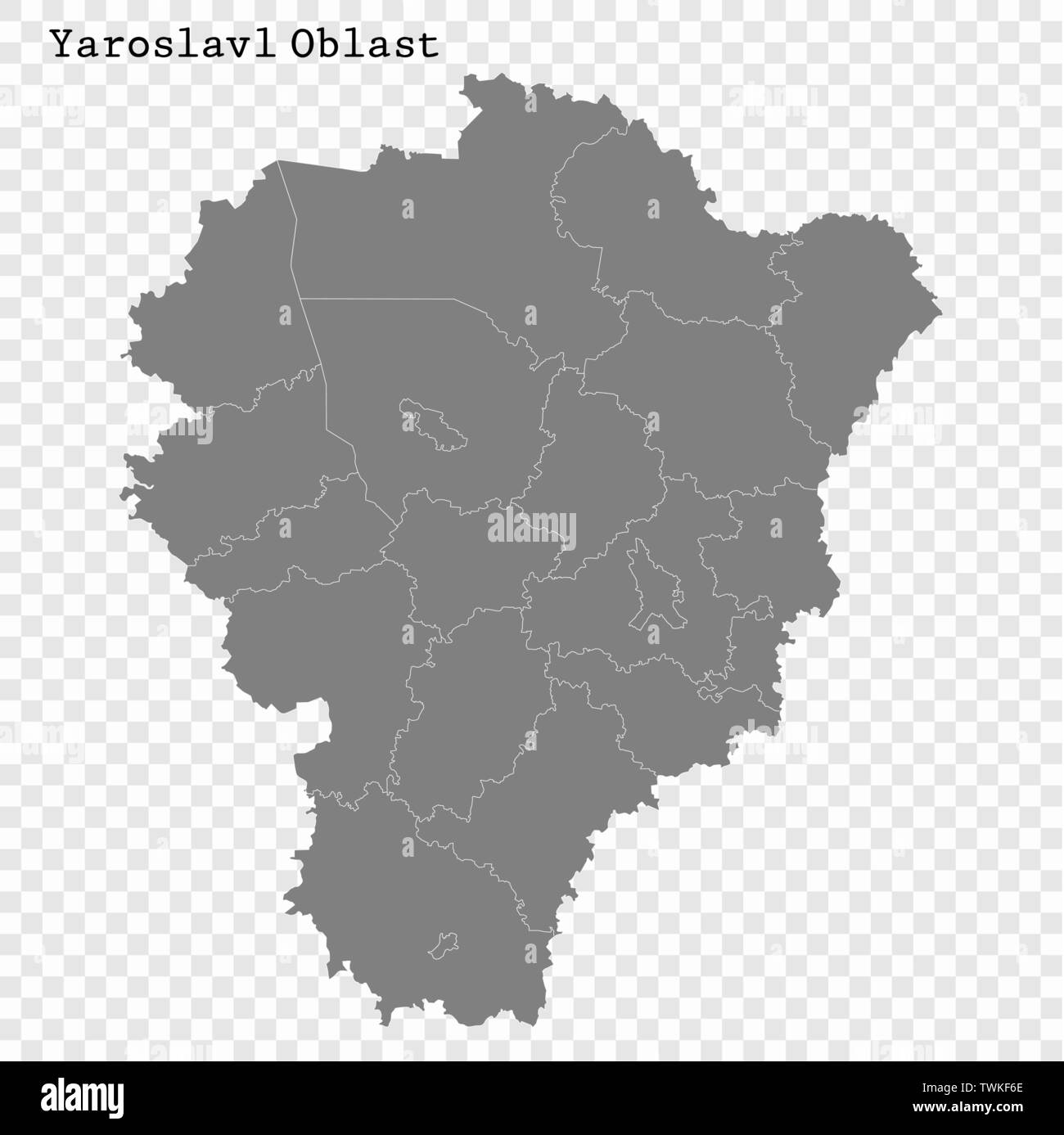 High Quality map of Yaroslavl Oblast is a region of Russia with borders ...