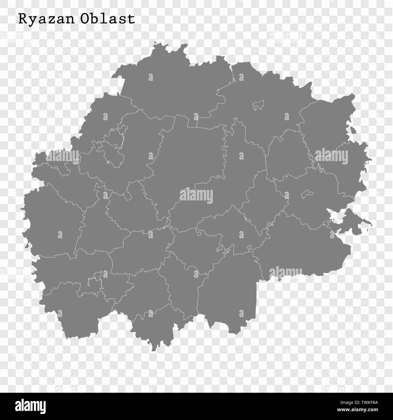 High Quality map of Ryazan Oblast is a region of Russia with borders of ...