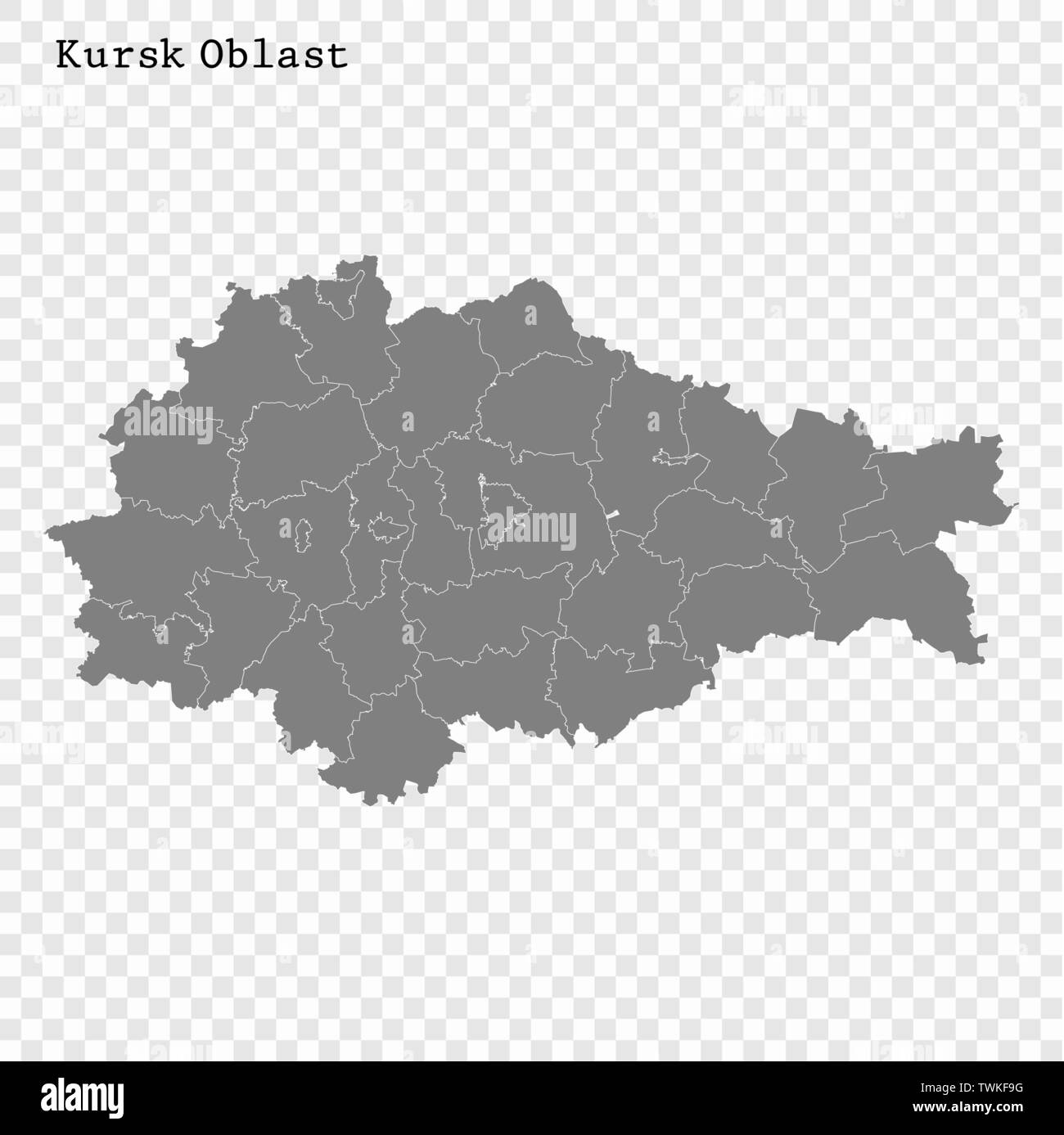 High Quality map of Kursk Oblast is a region of Russia with borders of ...