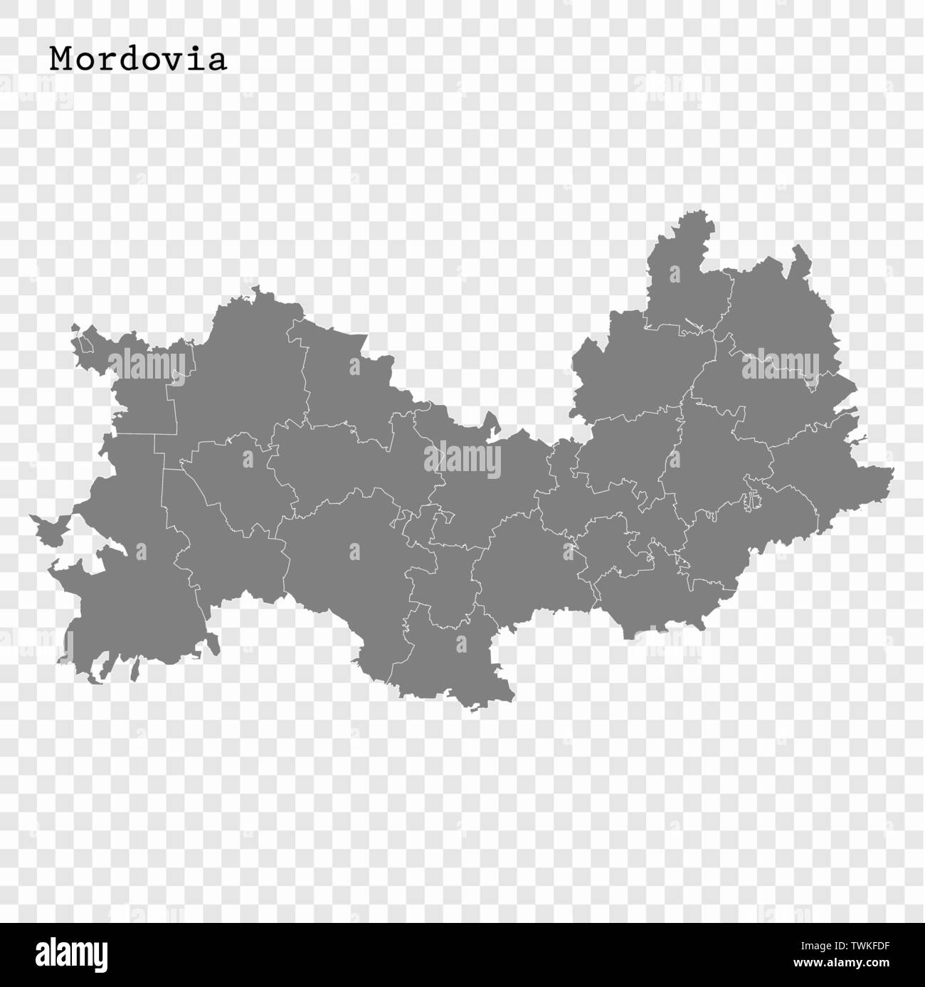 High Quality map of Mordovia is a region of Russia with borders of the ...