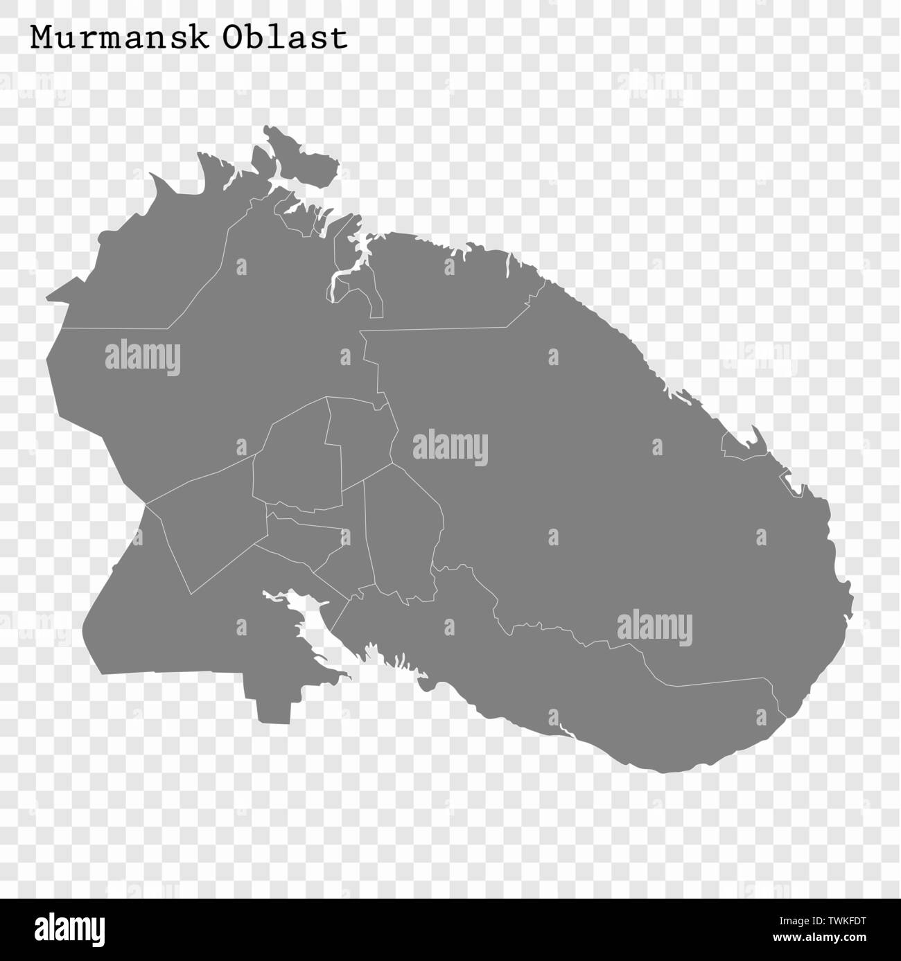 High Quality map of Murmansk Oblast is a region of Russia with borders ...