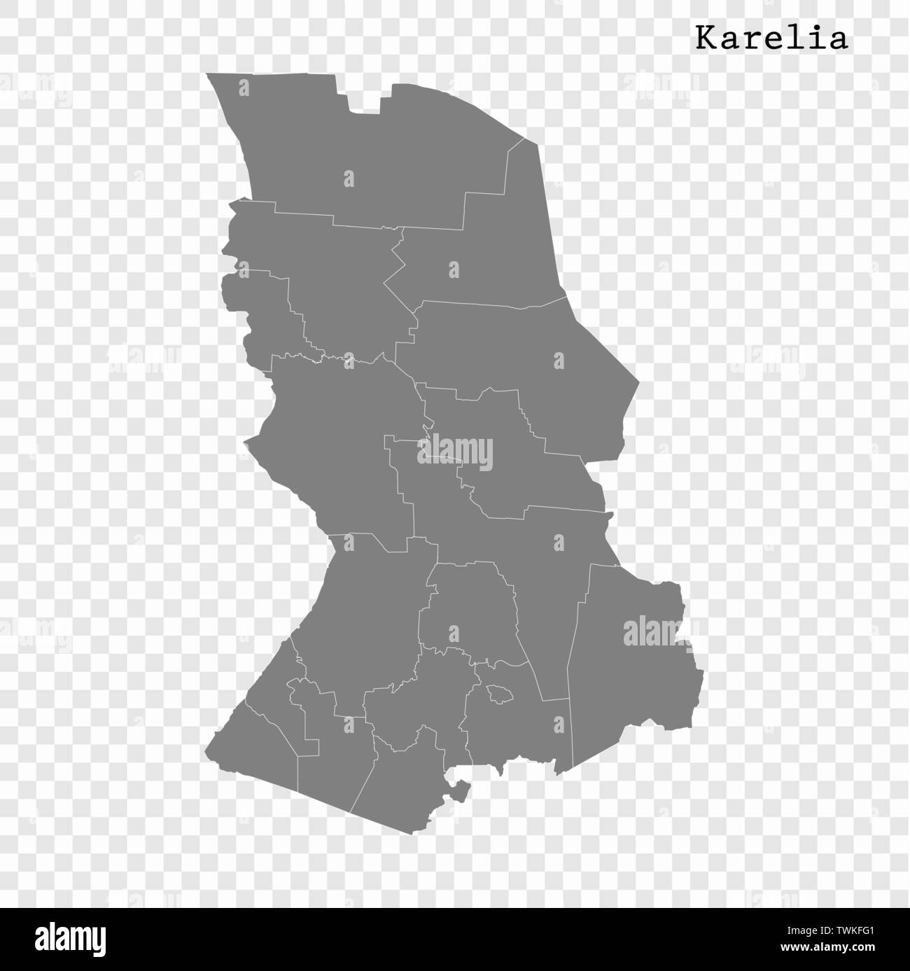 High Quality map of Karelia is a region of Russia with borders of the ...