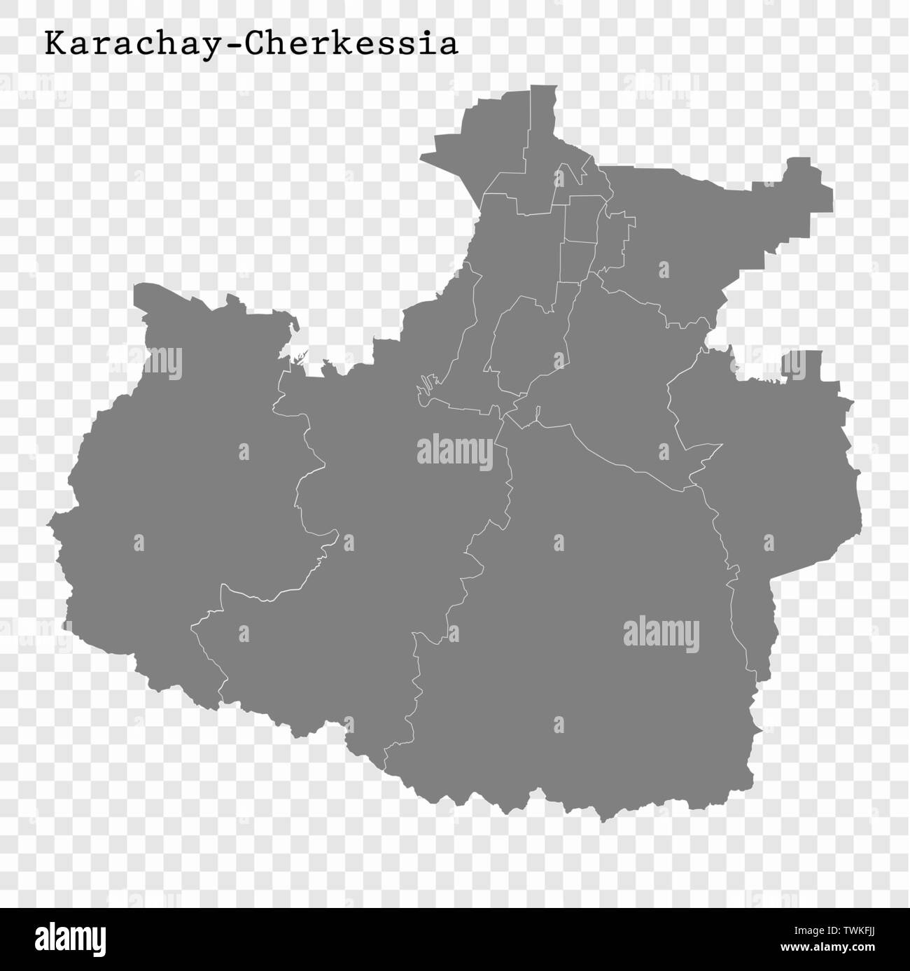 High Quality map of Karachay-Cherkessia is a region of Russia with ...