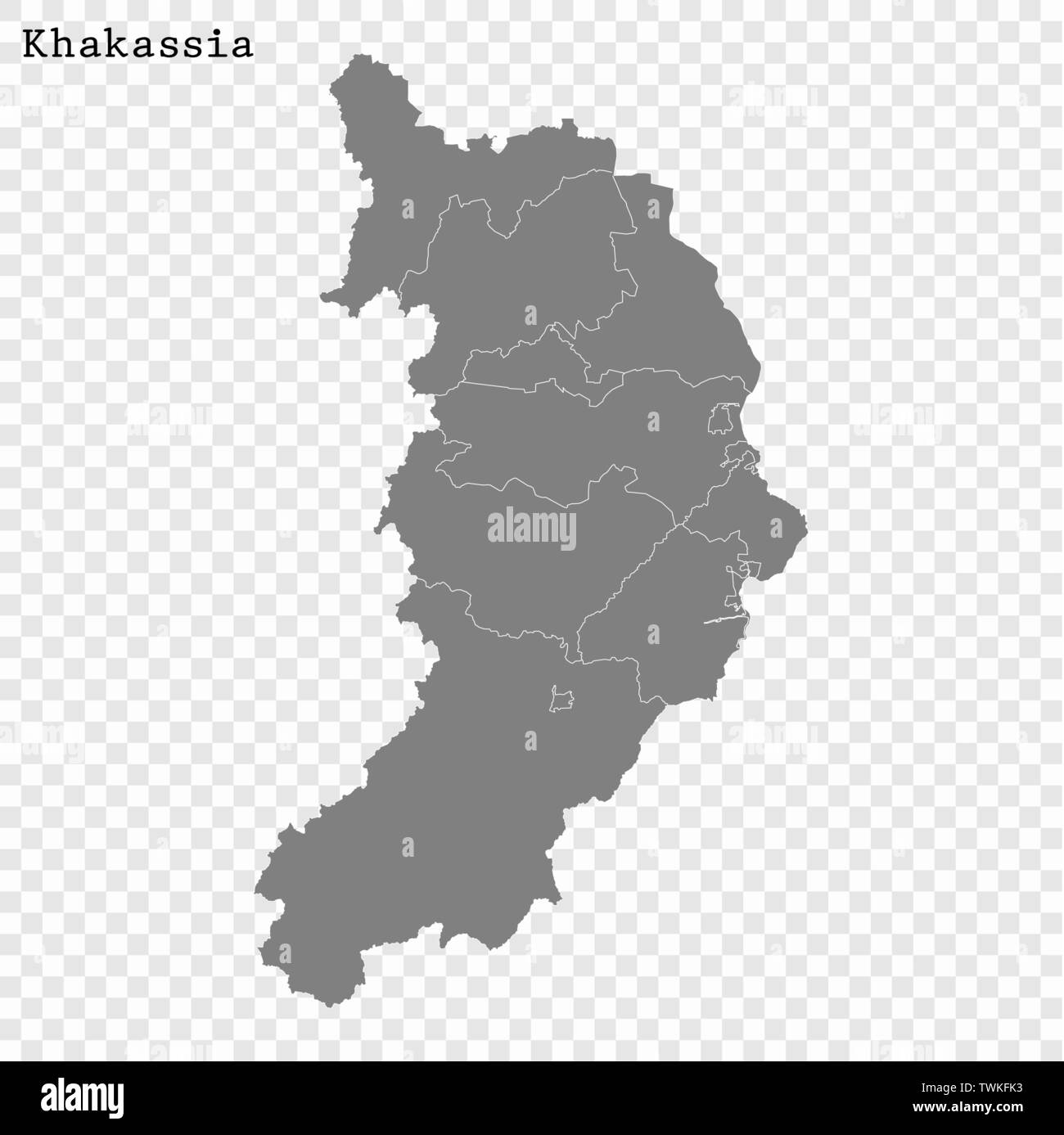 High Quality map of Khakassia is a region of Russia with borders of the ...