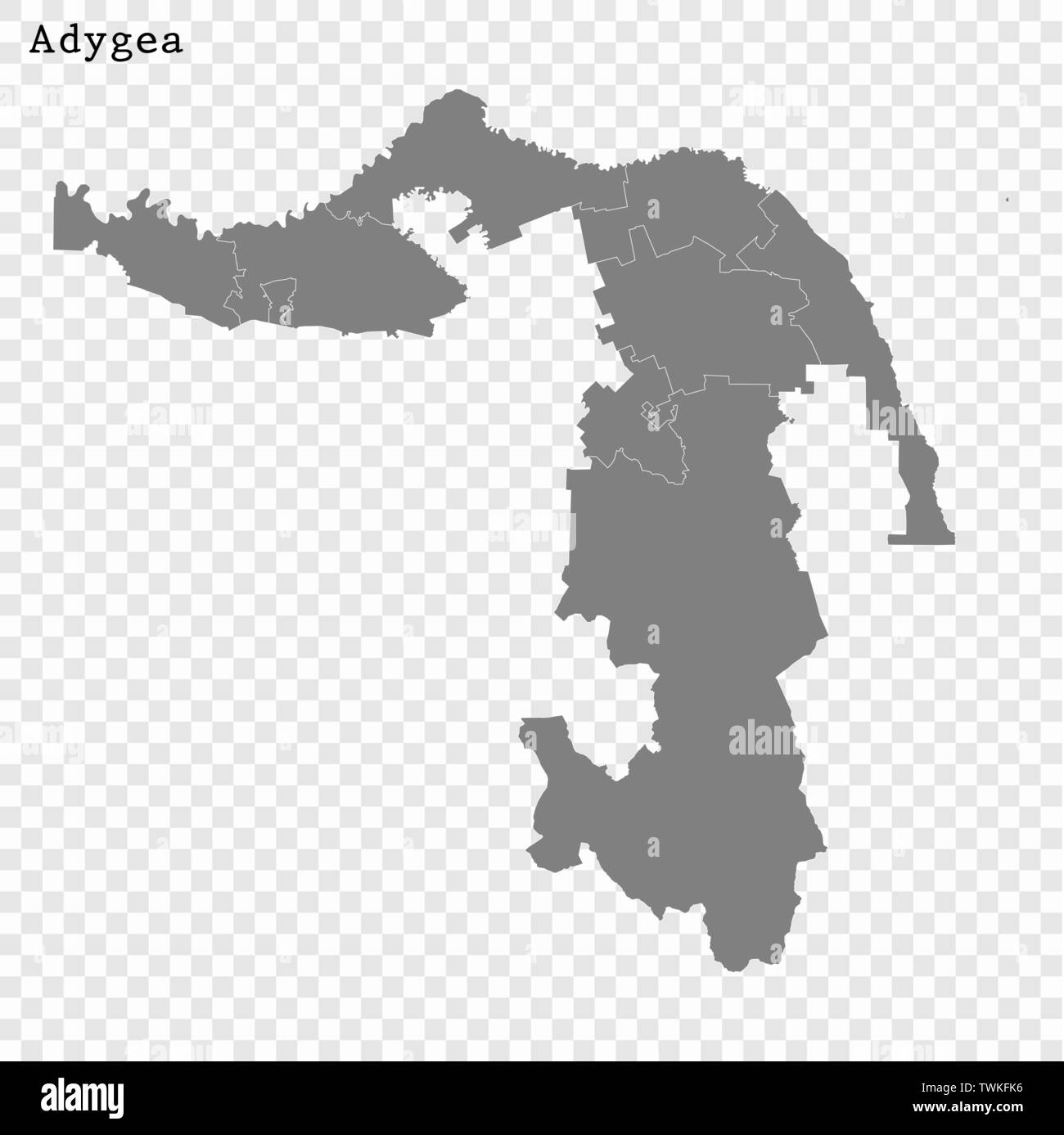High Quality map of Adygea is a region of Russia with borders of the ...