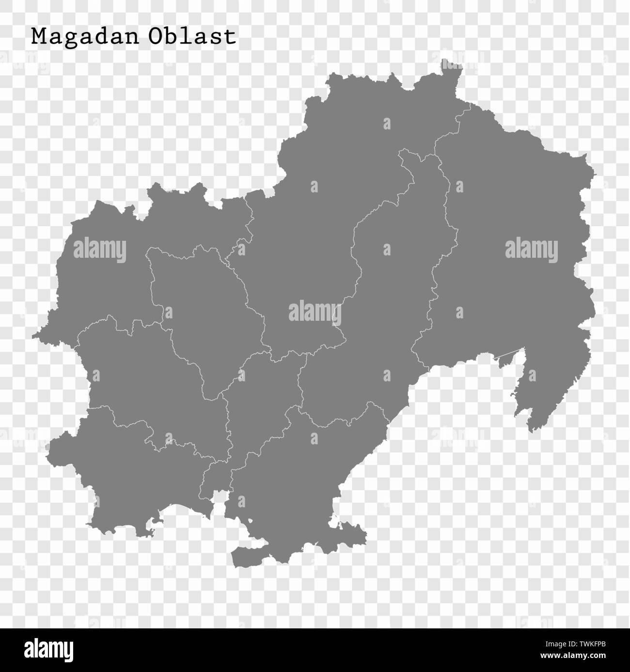 High Quality map of Magadan Oblast is a region of Russia with borders ...