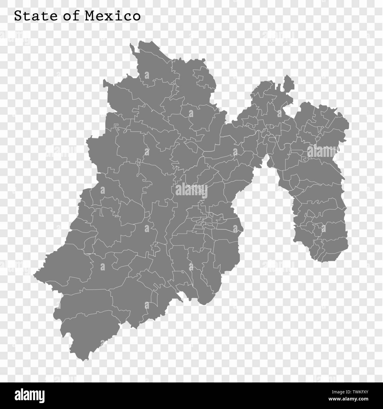 High Quality map of Mexico is a state of Mexico, with borders of the ...