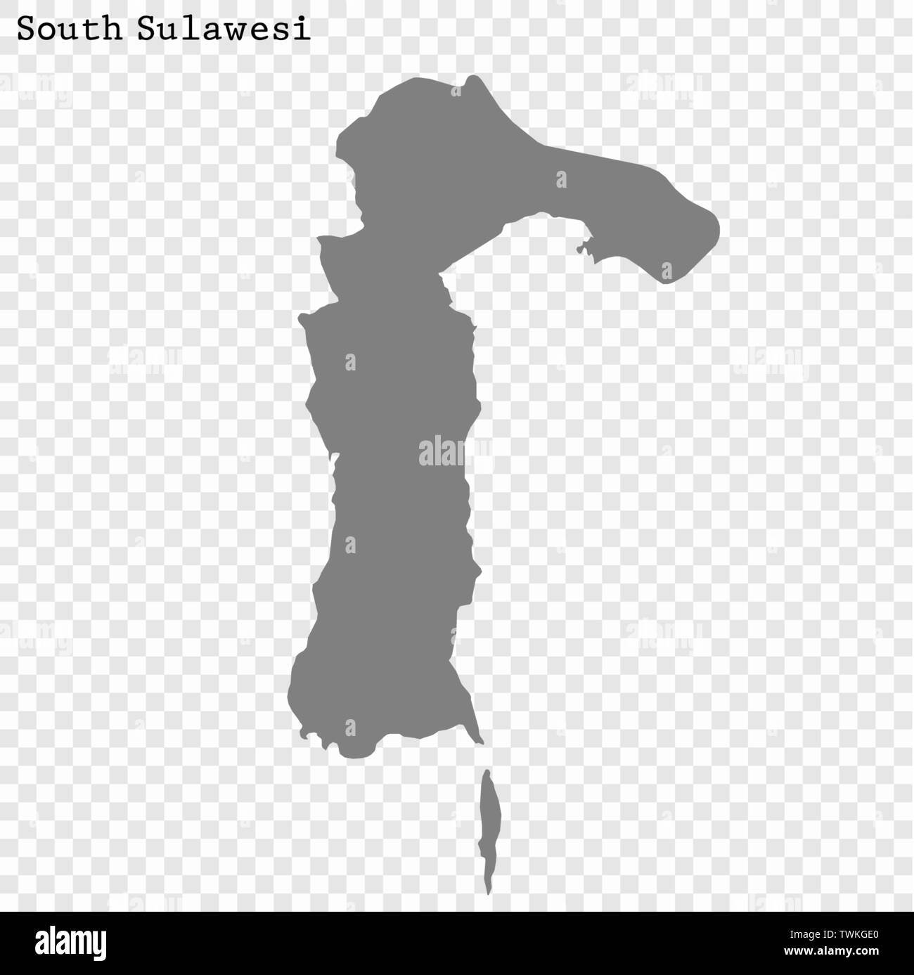 High Quality map of South Sulawesi is a province of Indonesia Stock ...