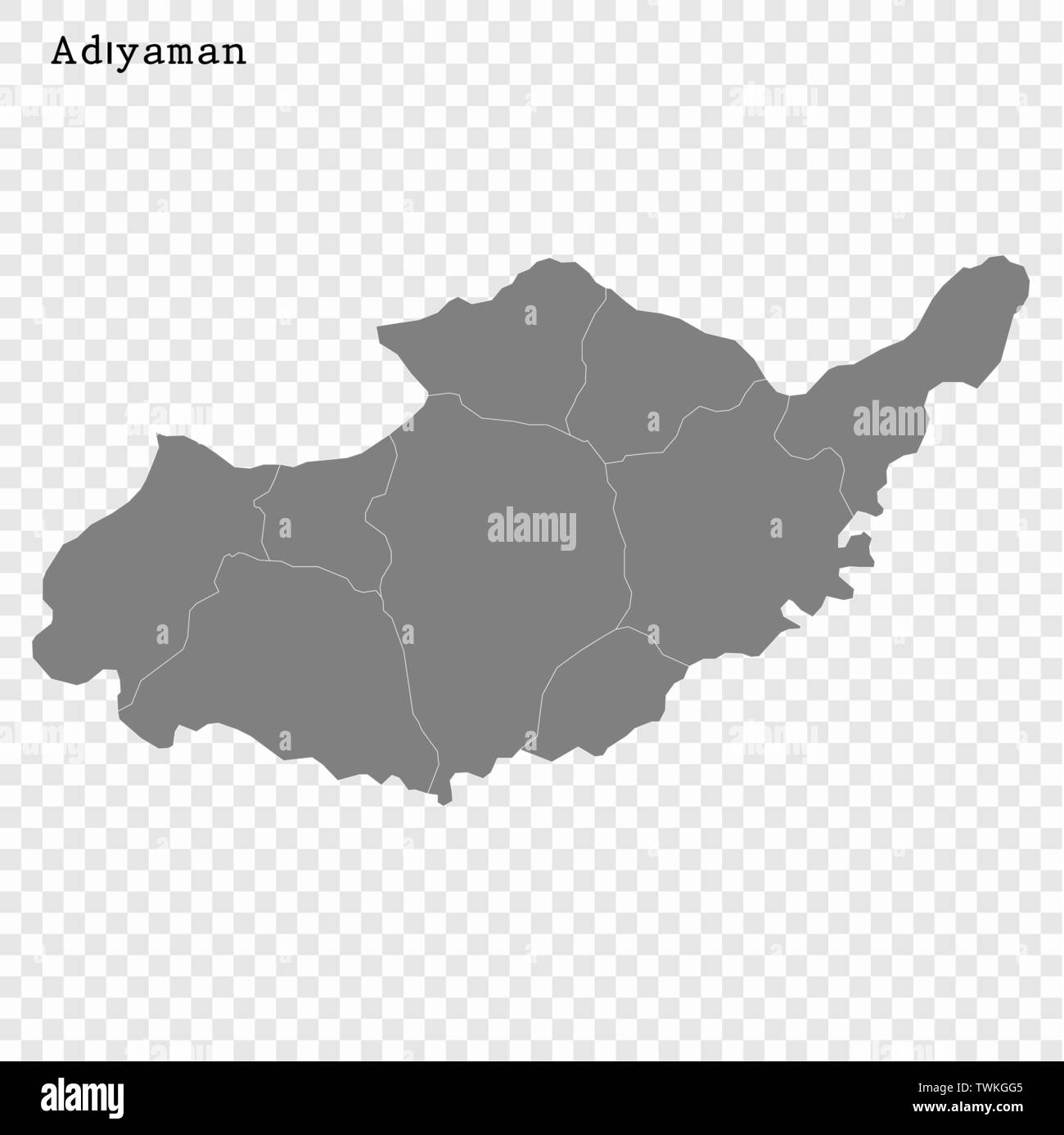 High Quality map of Adiyaman is a province of Turkey, with borders of ...
