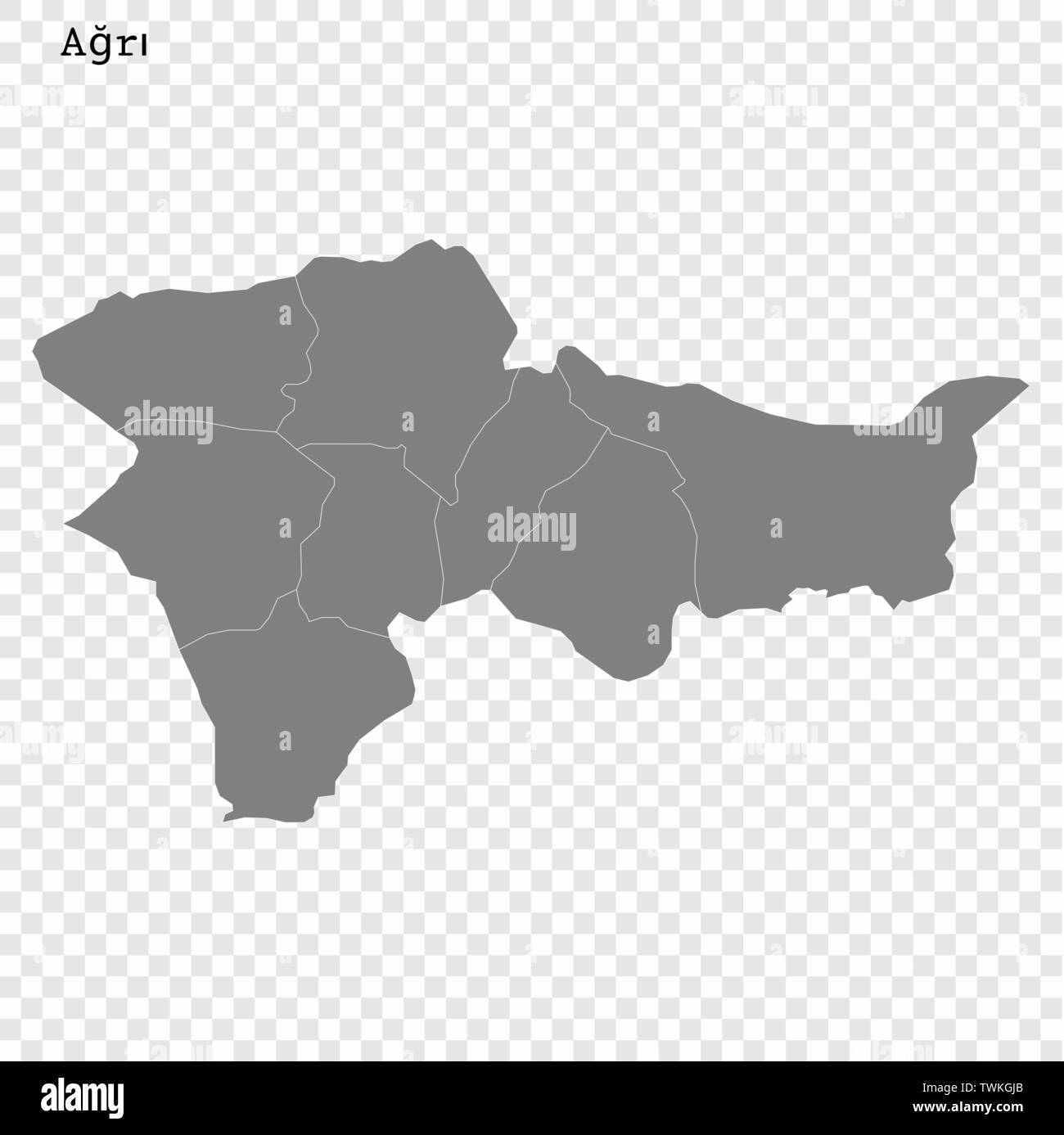 High Quality map of Agri is a province of Turkey, with borders of the ...
