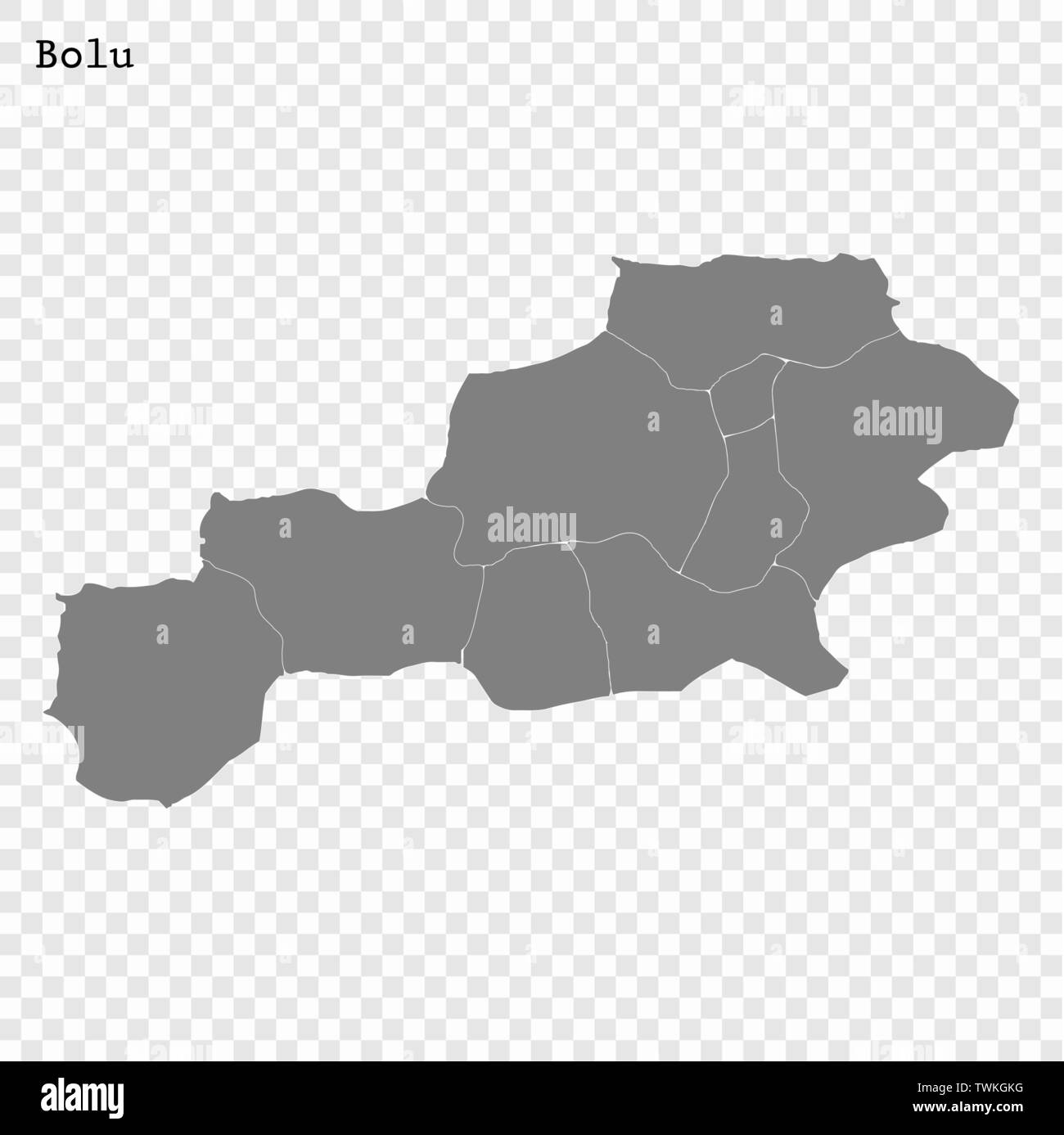 High Quality map of Bolu is a province of Turkey, with borders of the Districts Stock Vector ...