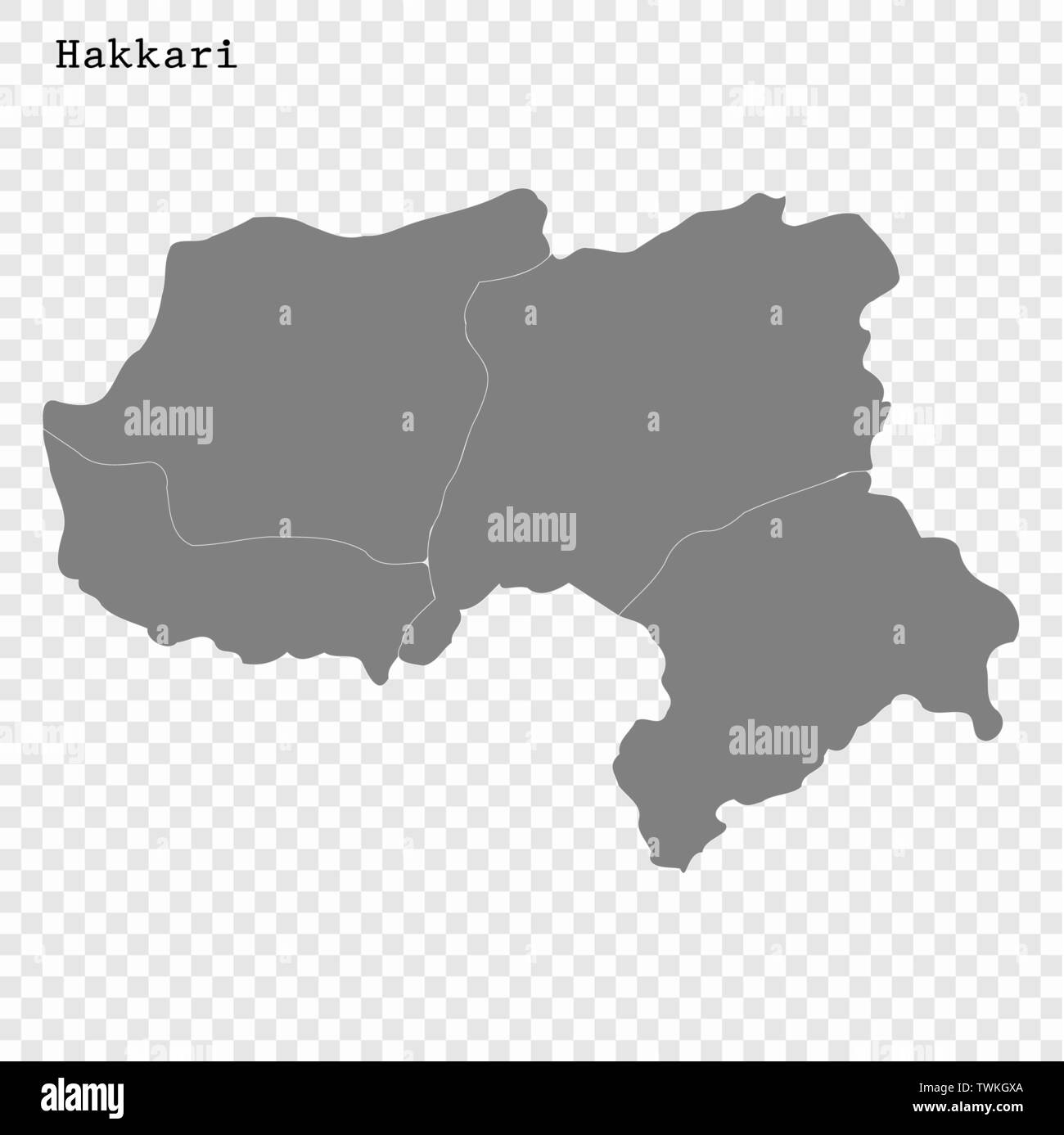 High Quality map of Hakkari is a province of Turkey, with borders of the Districts Stock Vector ...