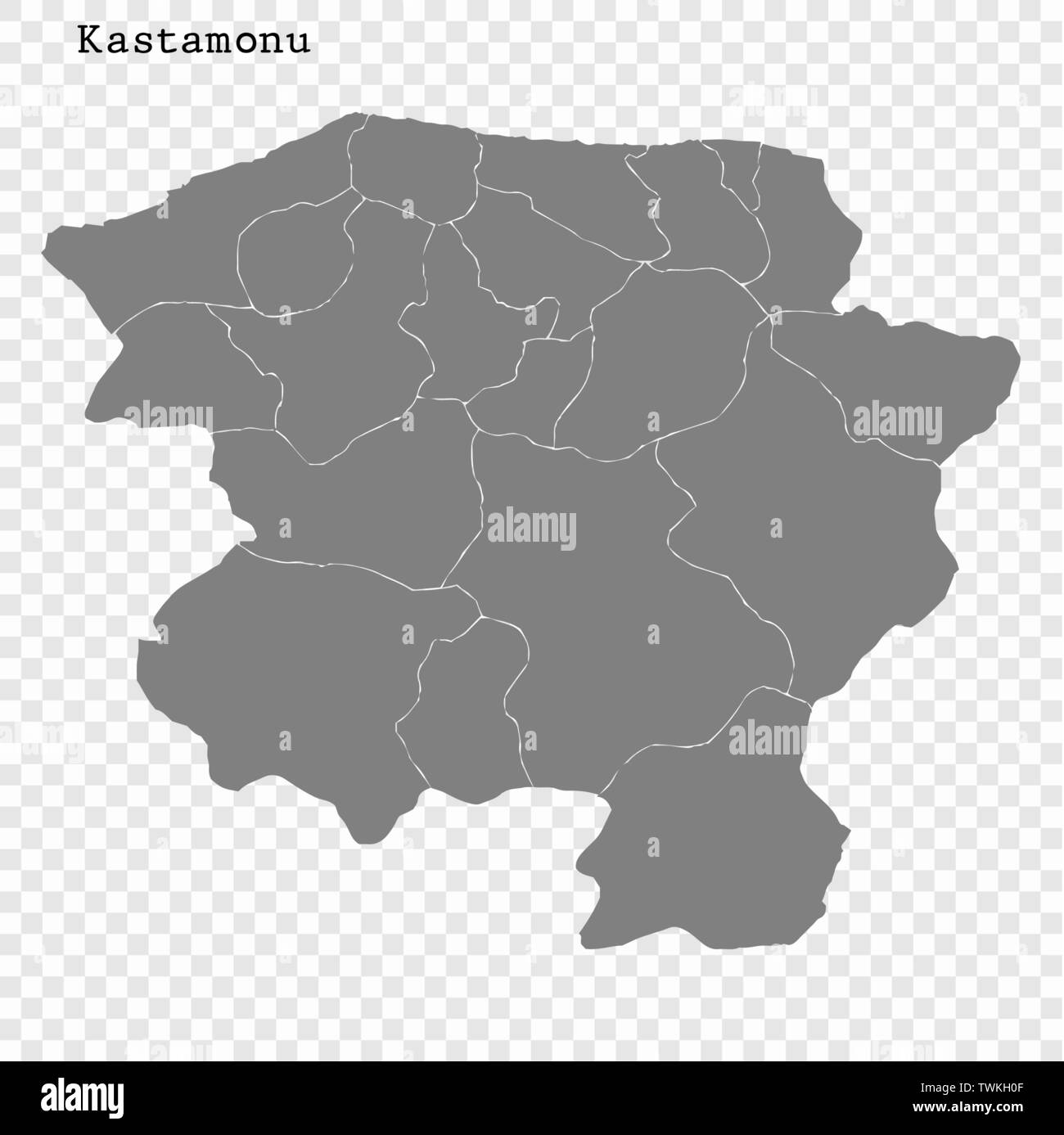High Quality map of Kastamonu is a province of Turkey, with borders of ...