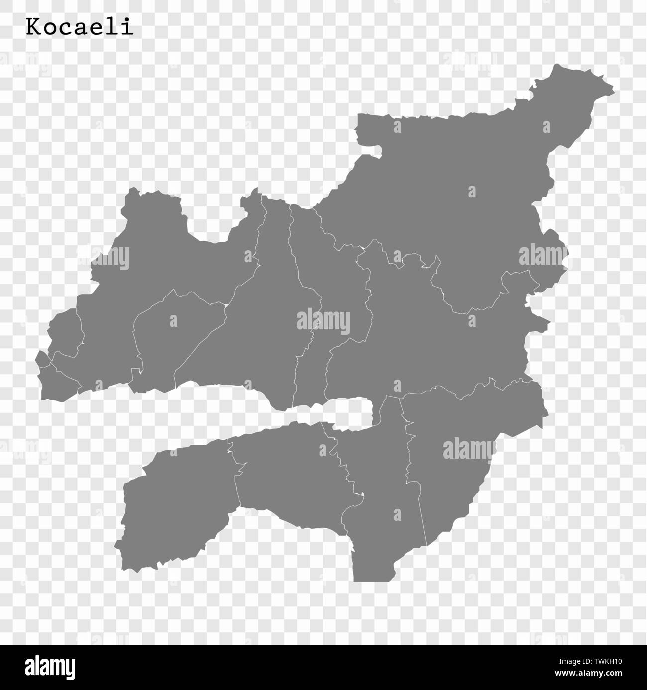 High Quality map of Kocaeli is a province of Turkey, with borders of ...