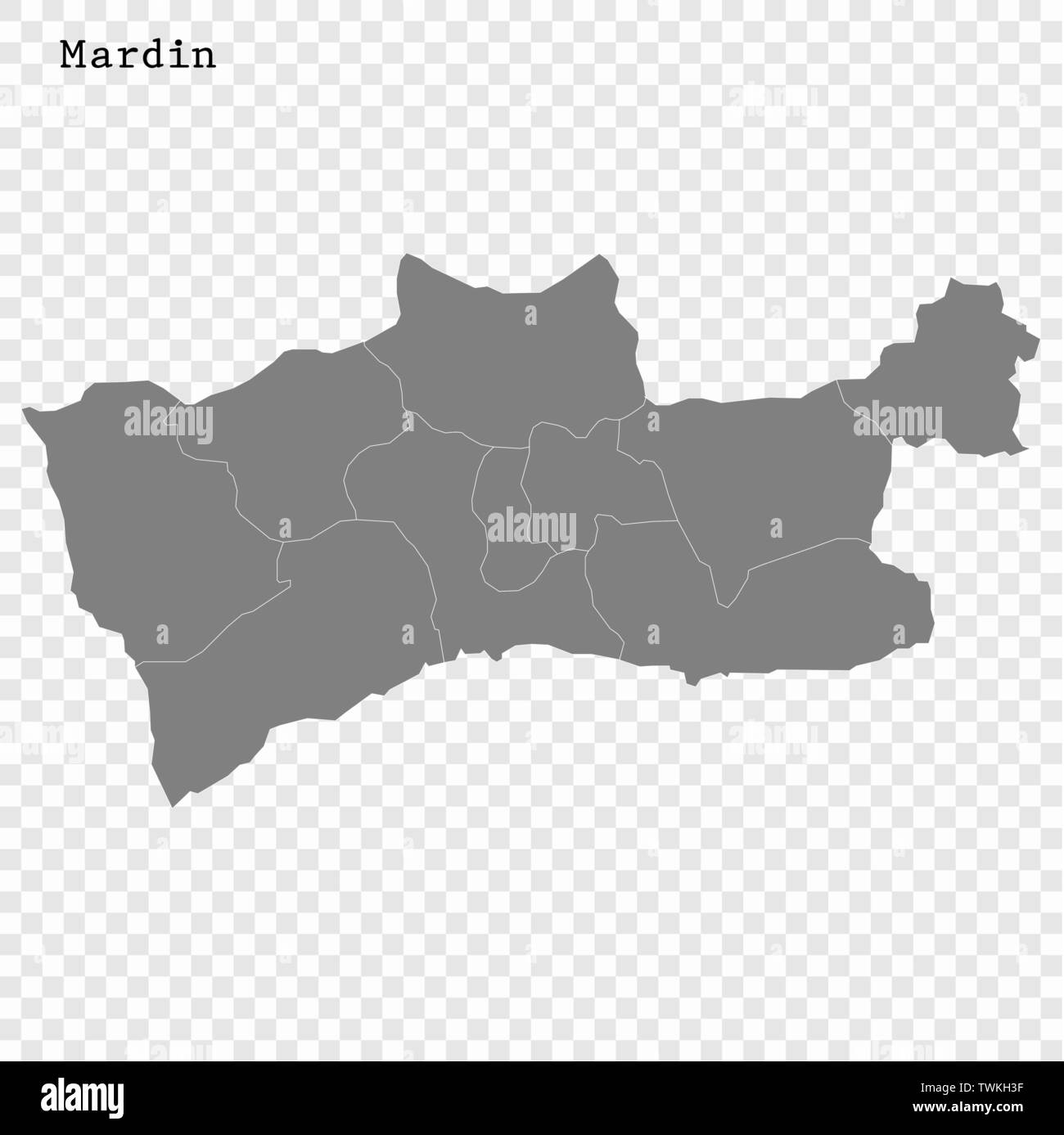 High Quality map of Mardin is a province of Turkey, with borders of the ...