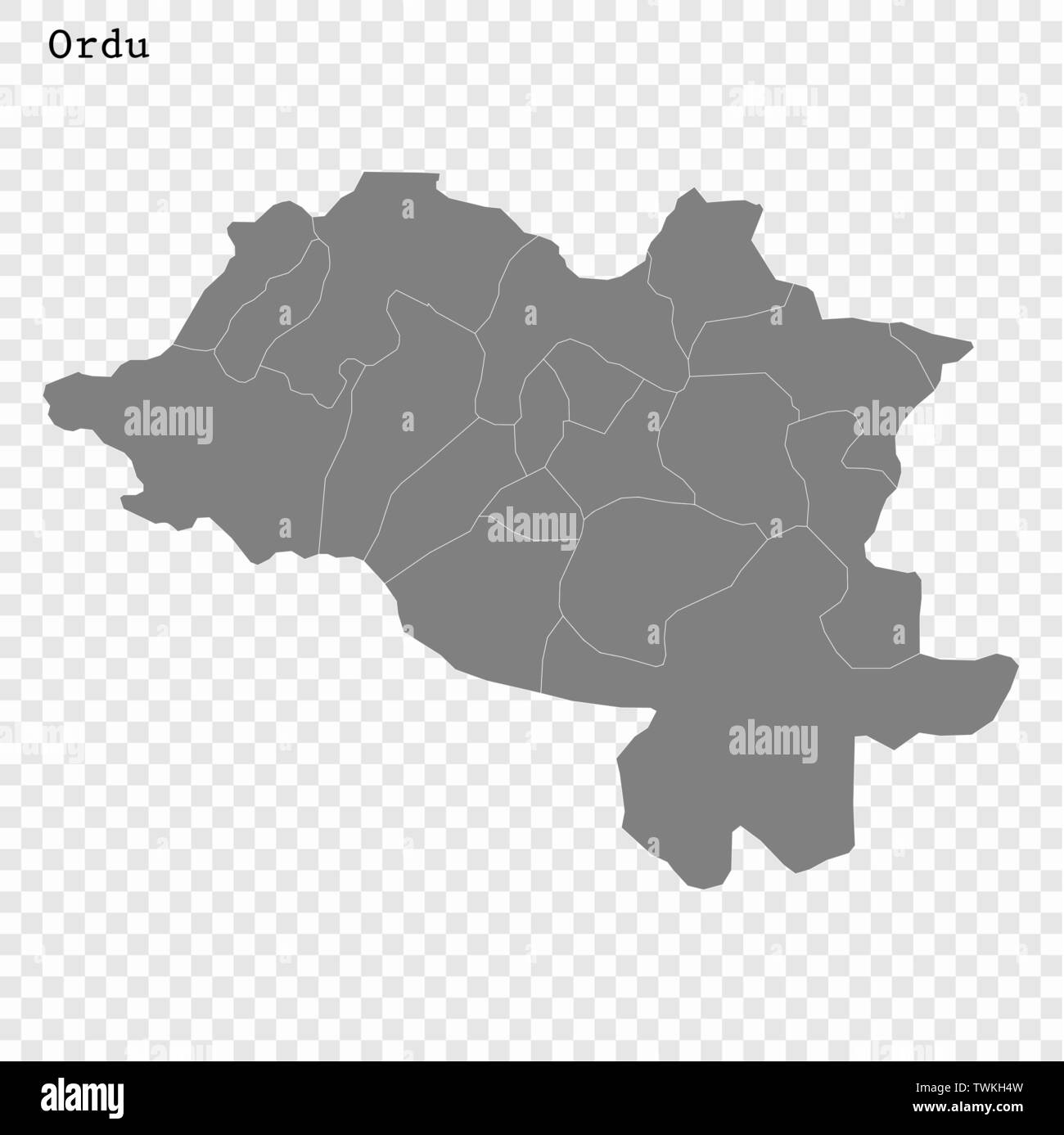 High Quality map of Ordu is a province of Turkey, with borders of the ...
