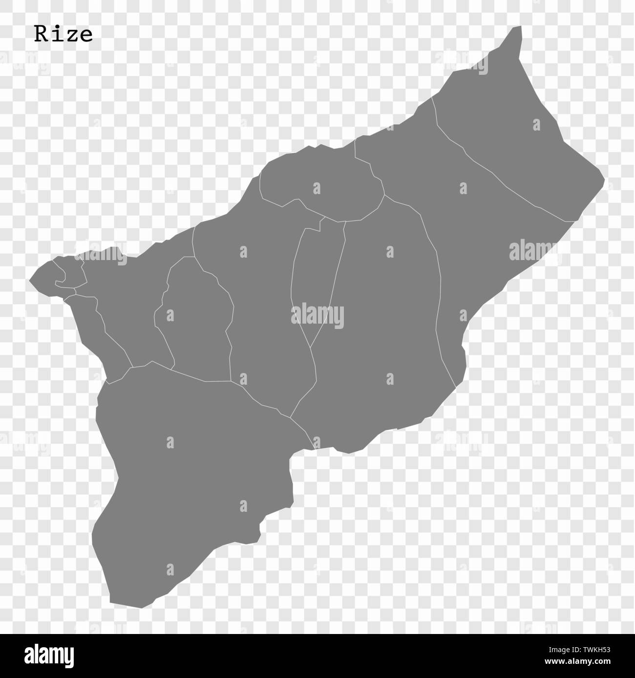 High Quality map of Rize is a province of Turkey, with borders of the ...