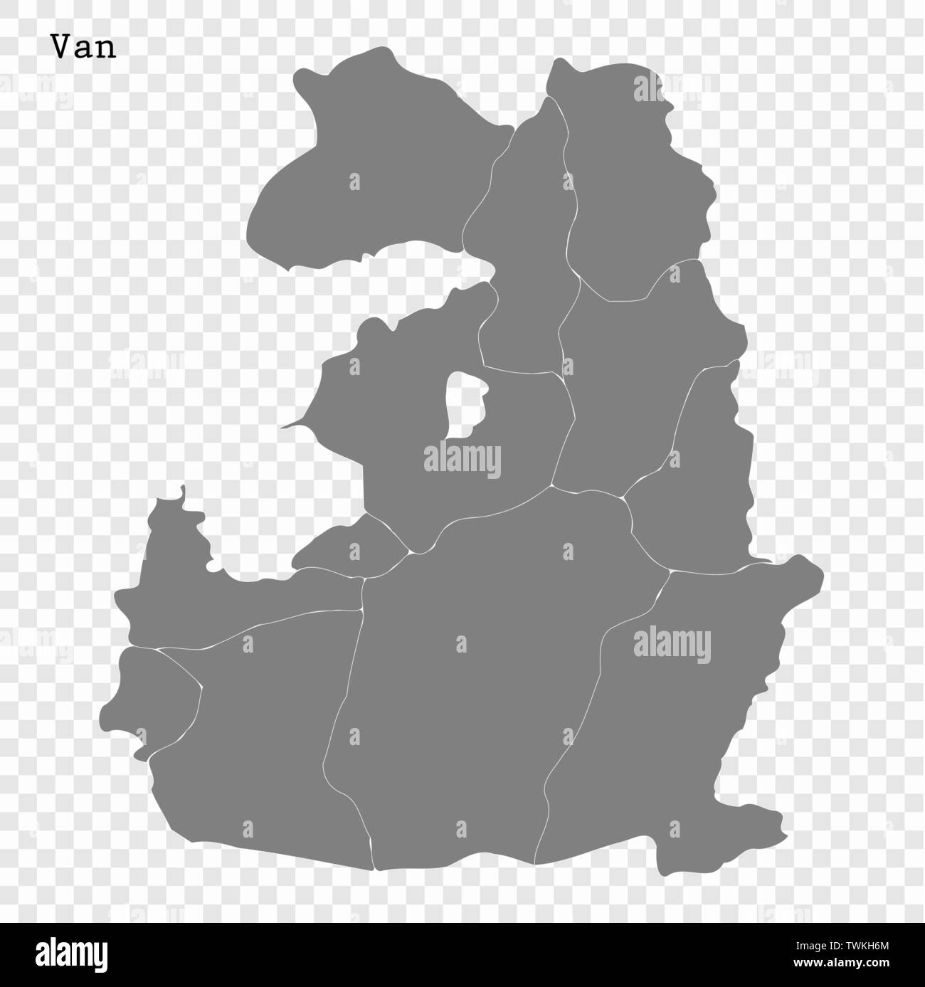 High Quality map of Van is a province of Turkey, with borders of the ...
