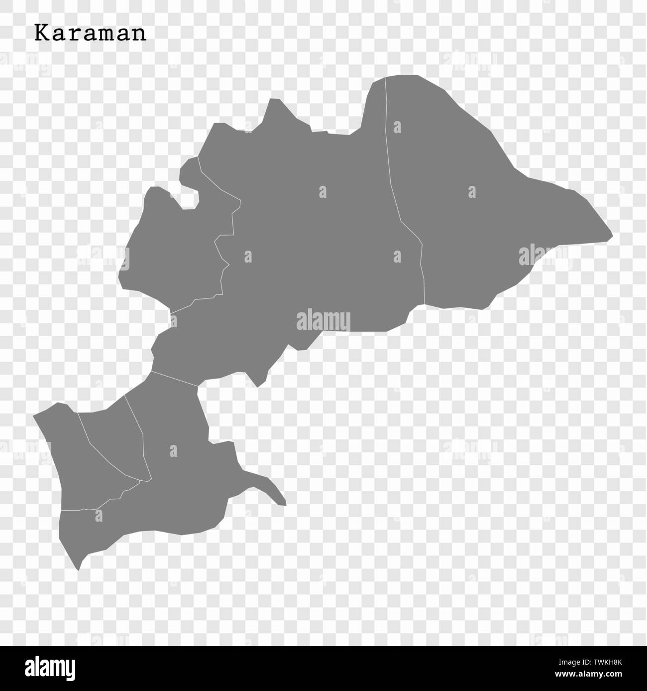 High Quality map of Karaman is a province of Turkey, with borders of ...