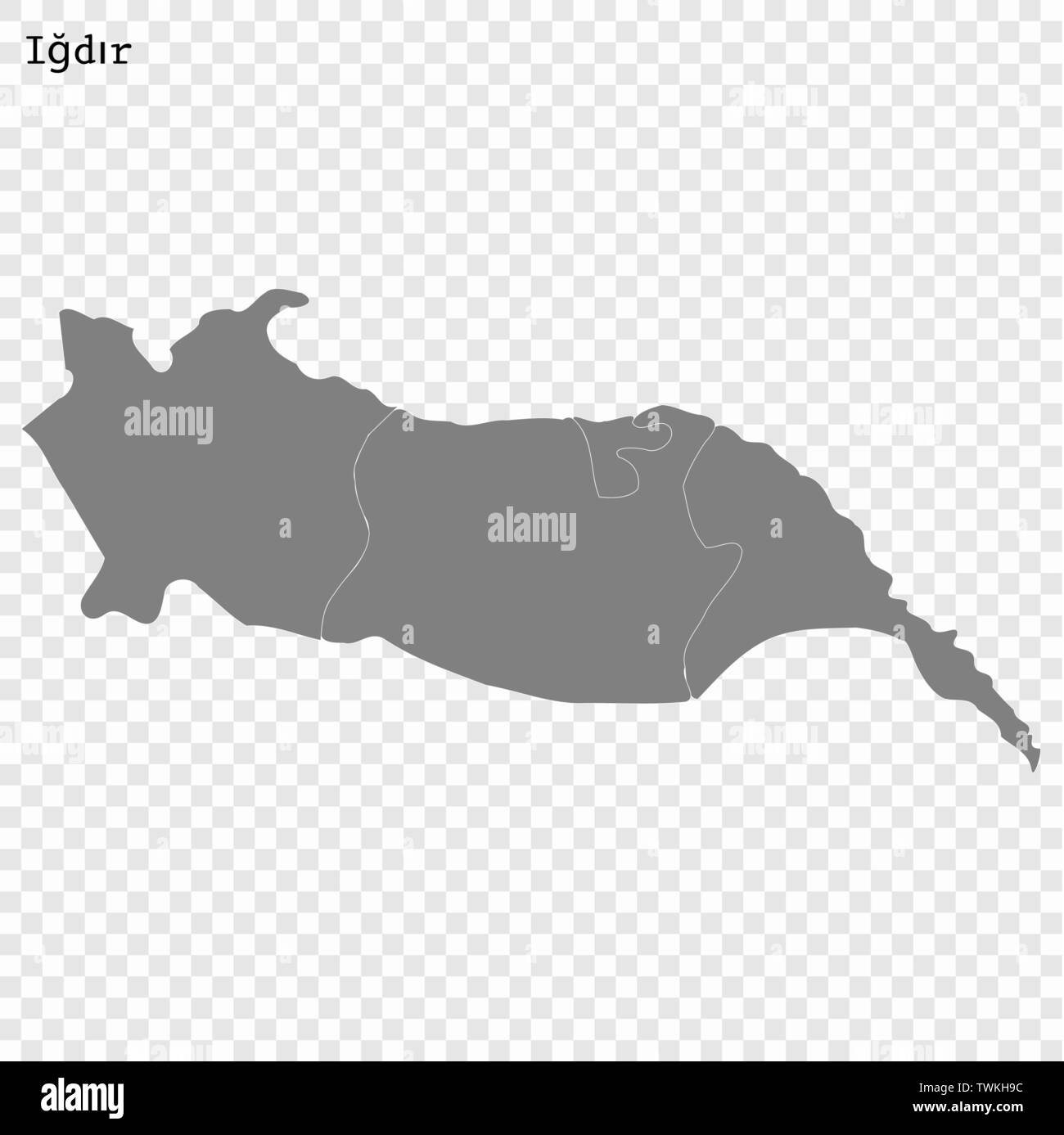 High Quality map of Igdir is a province of Turkey, with borders of the ...