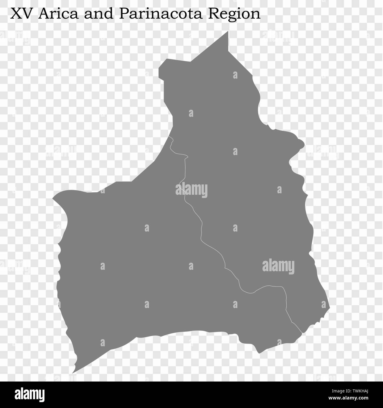 High Quality map of Arica and Parinacota is a region of Chile, with ...