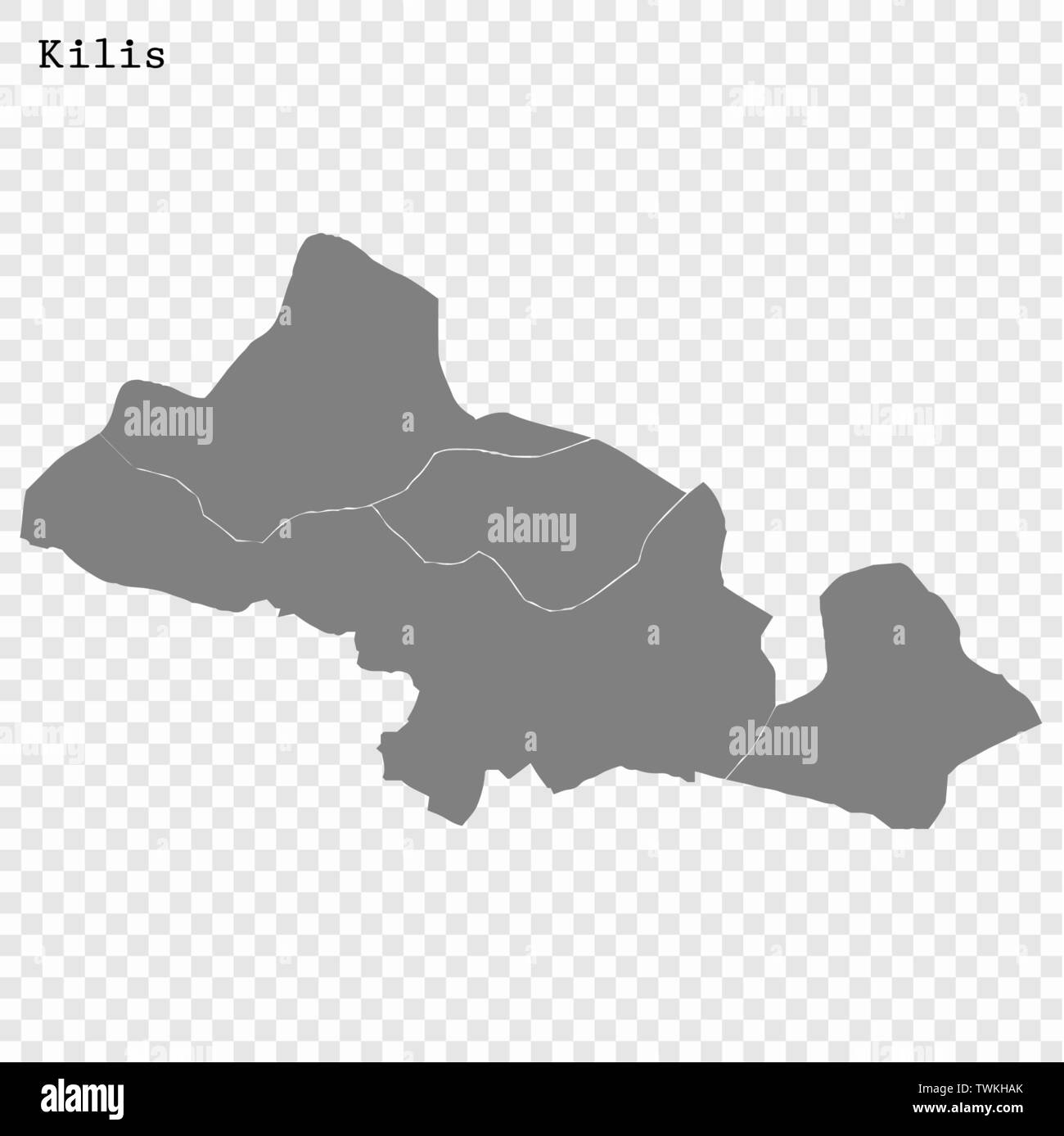 High Quality map of Kilis is a province of Turkey, with borders of the ...