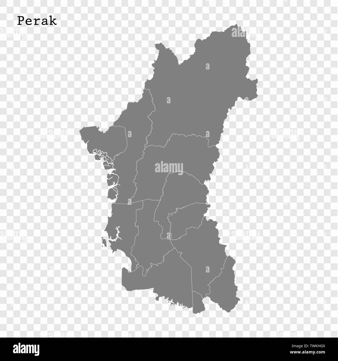 High Quality map of Perak Darul Ridzuan is a state of Malaysia, with ...