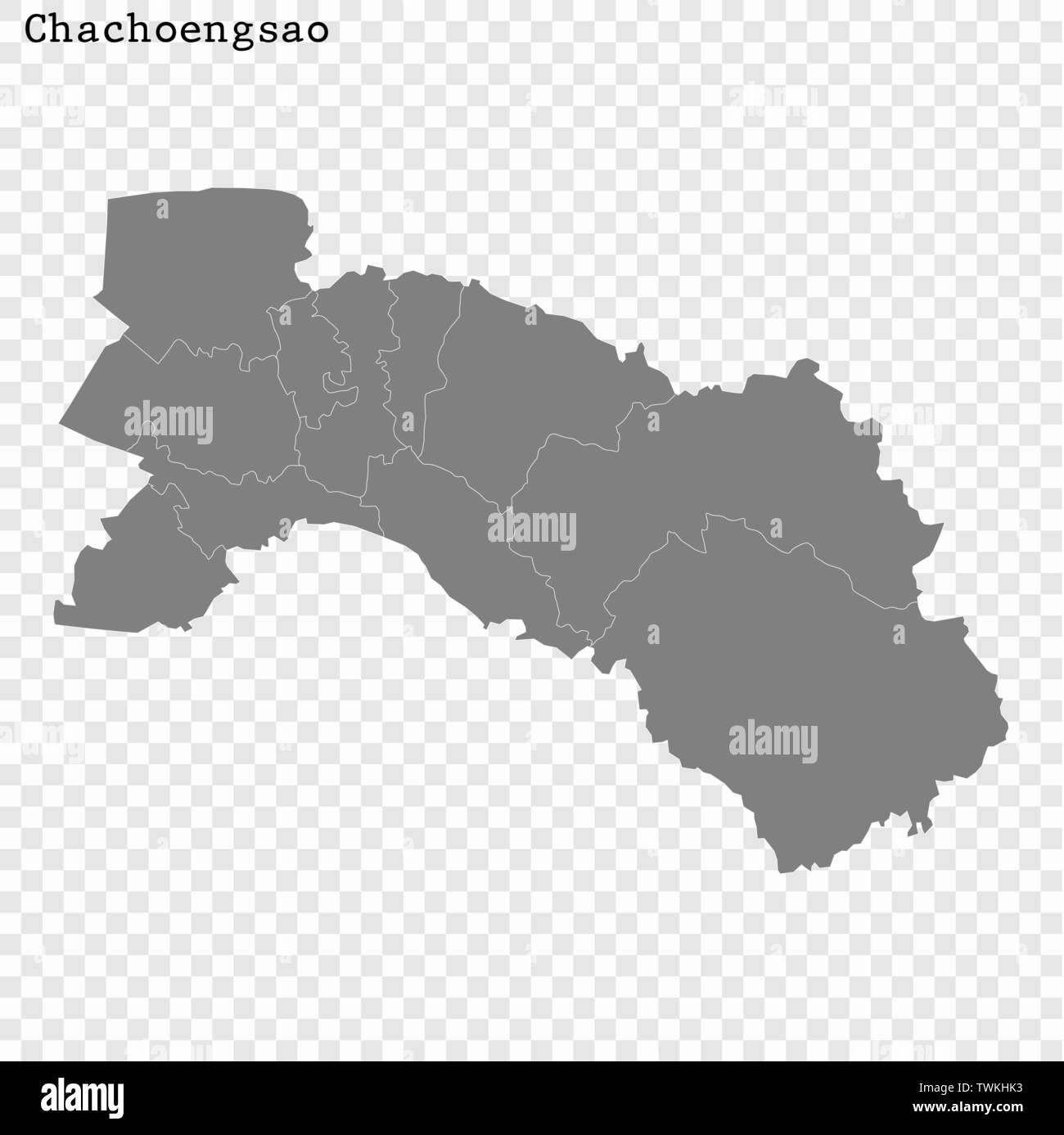 High Quality map of Chachoengsao is a province of Thailand, with ...