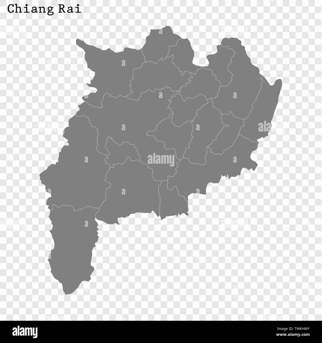High Quality map of Chiang Rai is a province of Thailand, with borders ...